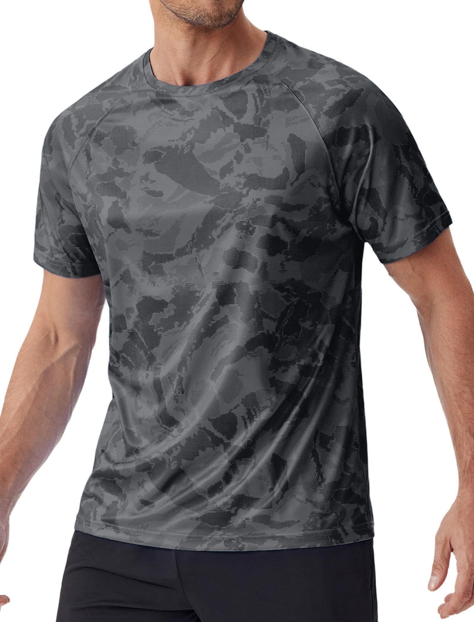 Pinspark Men's Rash Guard Swim Shirt UPF50+ Sun Protection Quick Dry ...