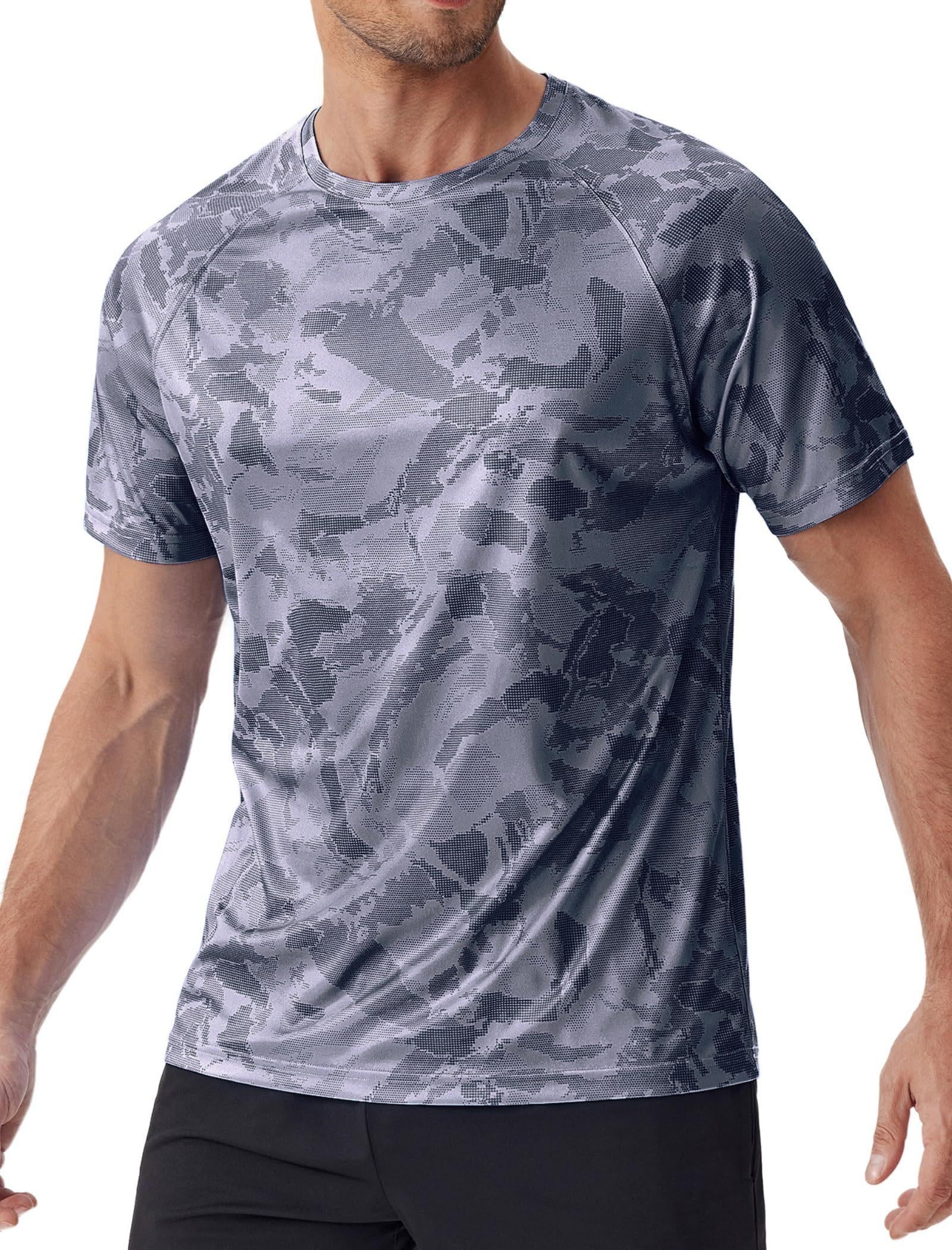 Pinspark Men's Rash Guard Swim Shirt UPF50+ Sun Protection Quick Dry ...
