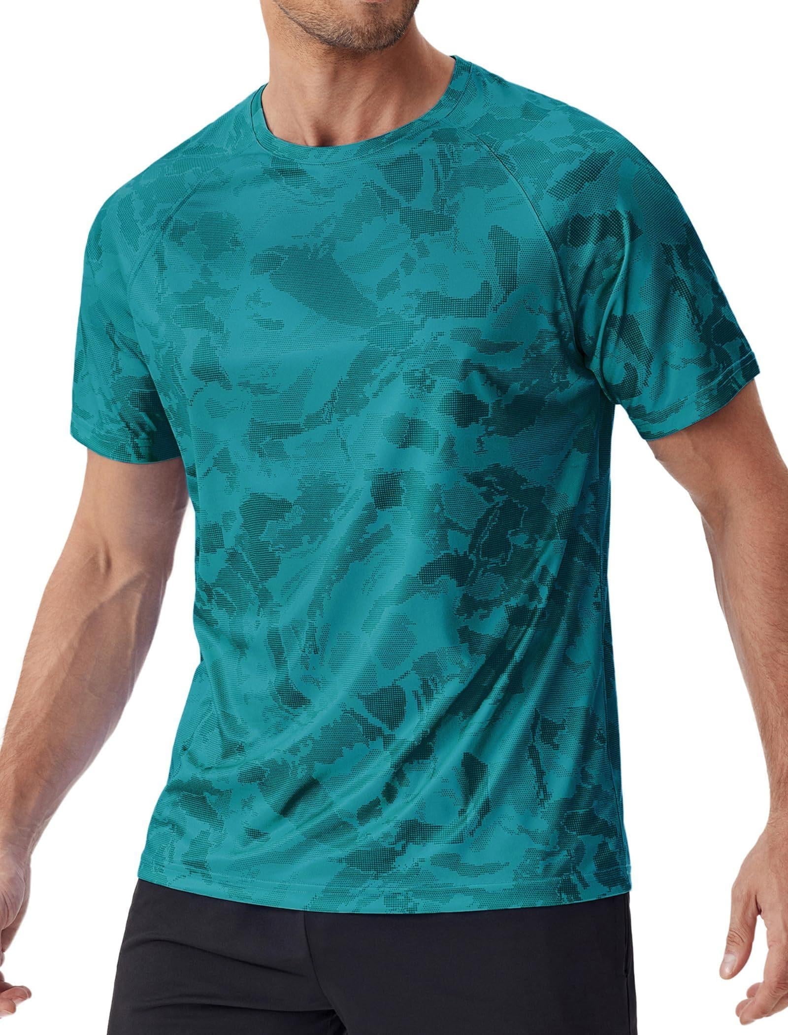 Pinspark Men's Rash Guard Swim Shirt UPF50+ Sun Protection Quick Dry ...