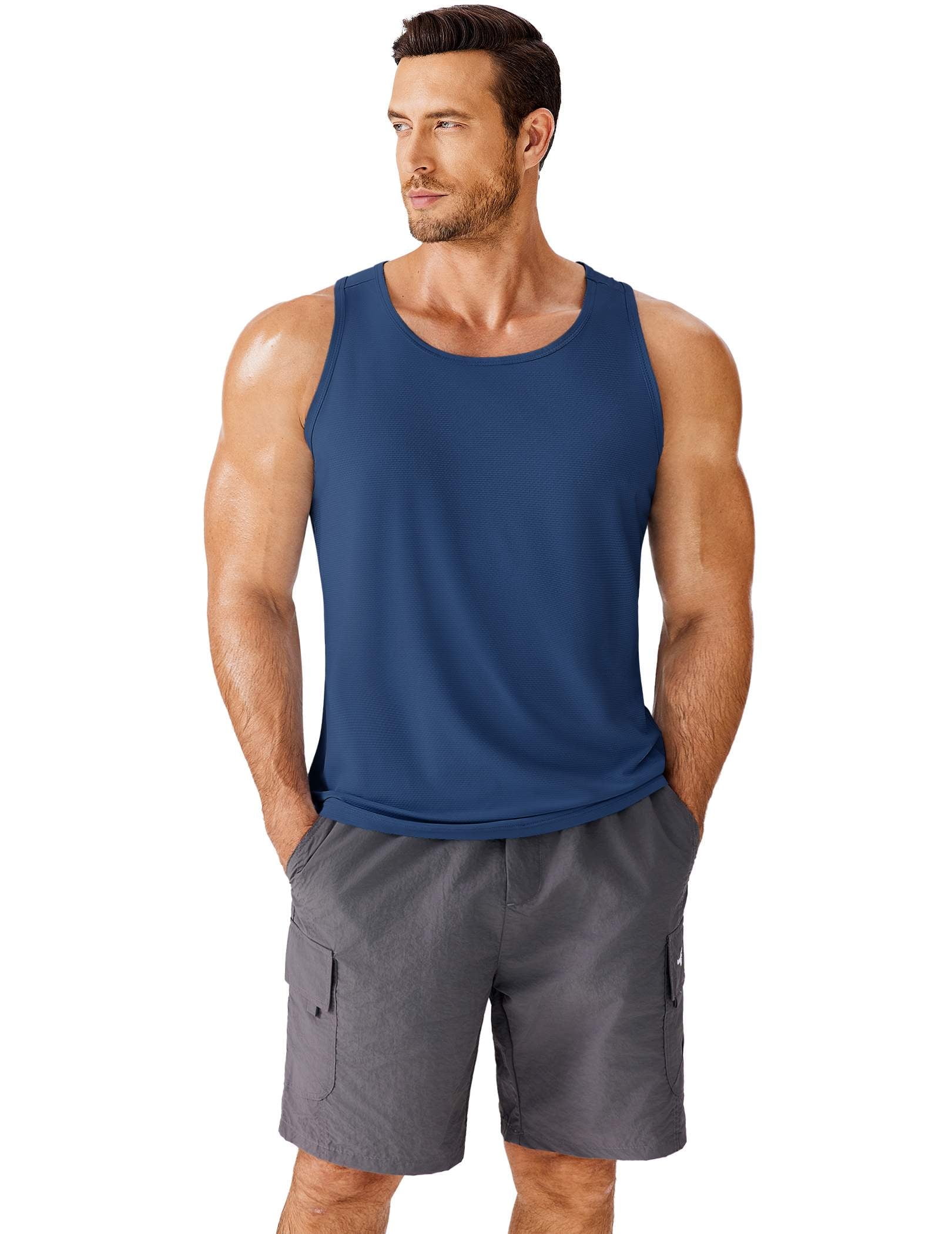 PINSPARK Mens Muscle Tank Top Black Workout Tanks Men Lightweight ...