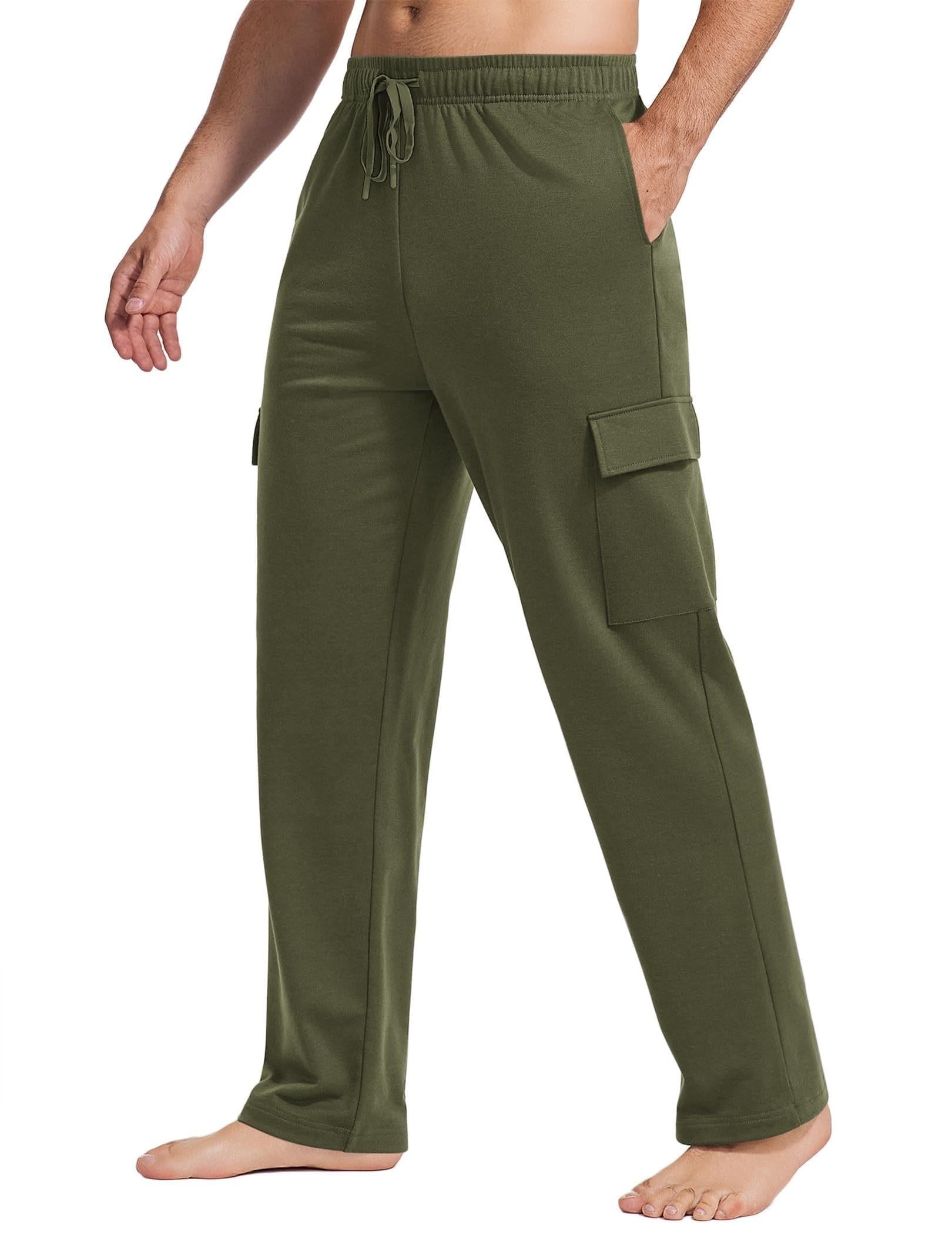 Pinspark Mens Sweatpants with Pockets Wide Leg Open Bottom Baggy Jogger ...