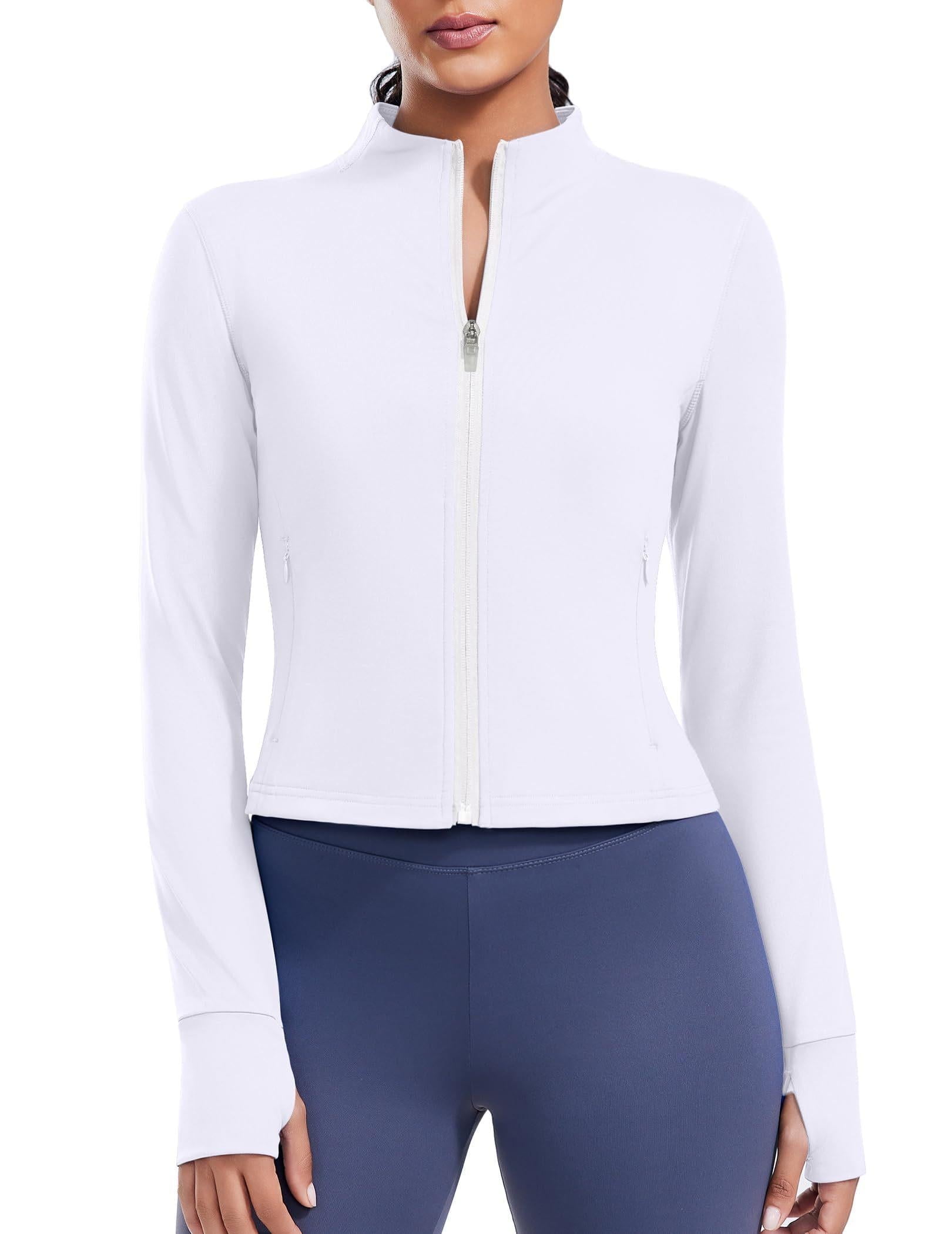 PINSPARK Womens Cropped Workout Athletic Jackets Running Gym Golf ...