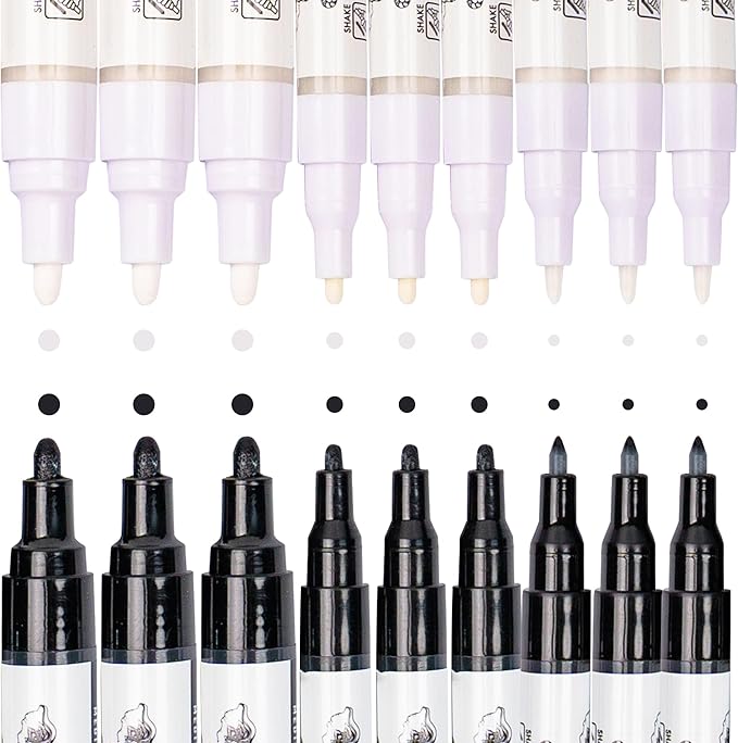 PINTAR Black & White Markers - Outline Watercolor Paint Pens - Drawing ...