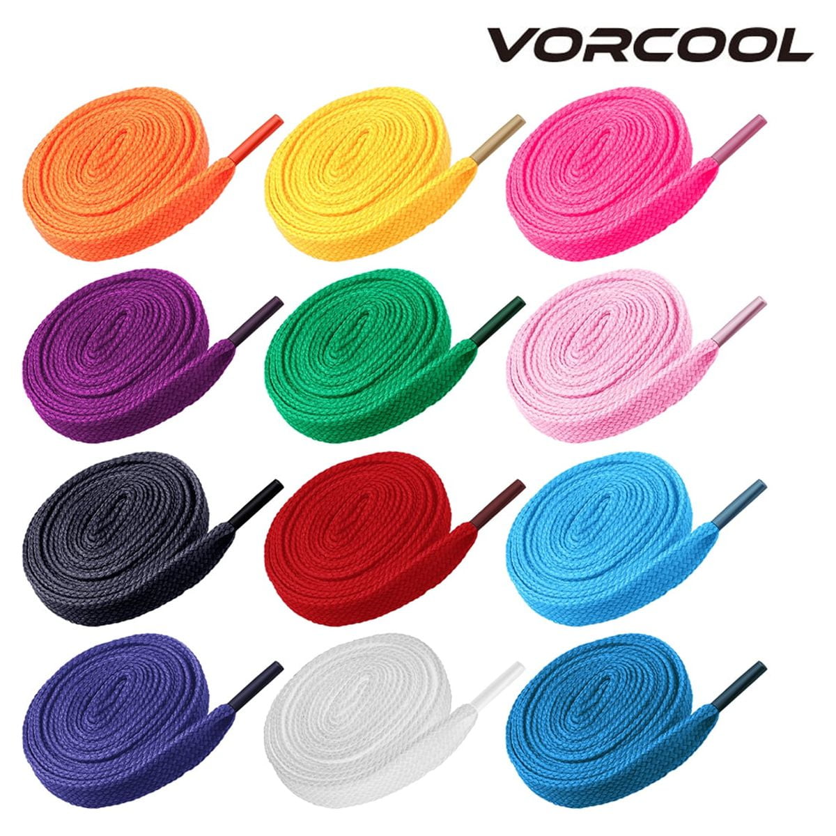 PINXOR 12 Pairs 43" Flat Colored Shoelaces Shoestrings for Sneakers ...