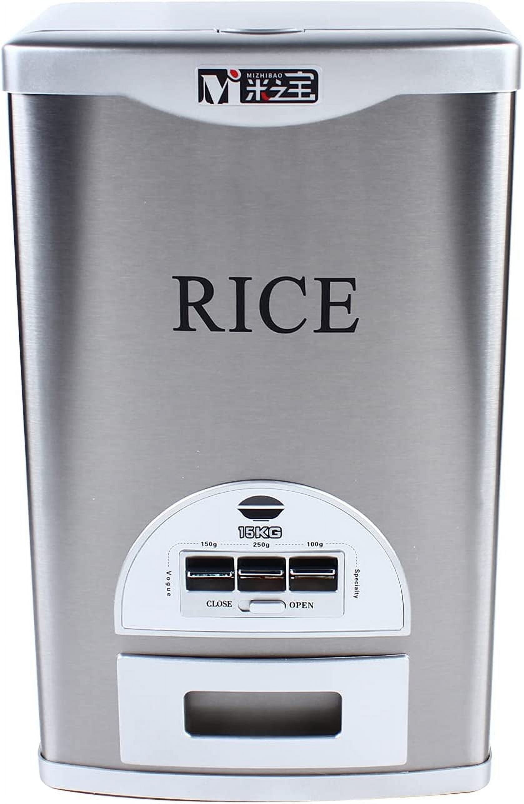 PIOJNYEN Auto Rice Dispenser 33lb Rice Storage Container Stainless ...