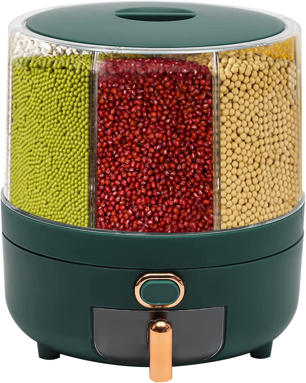 PIOJNYEN Grain Storage Container Dispenser, 14LB Capacity Rice Rotary ...