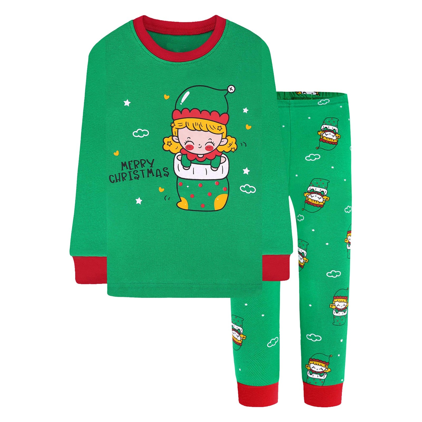PIOMLL Boys Christmas Pajama Sets Holiday Print Cozy Kids Two Piece ...