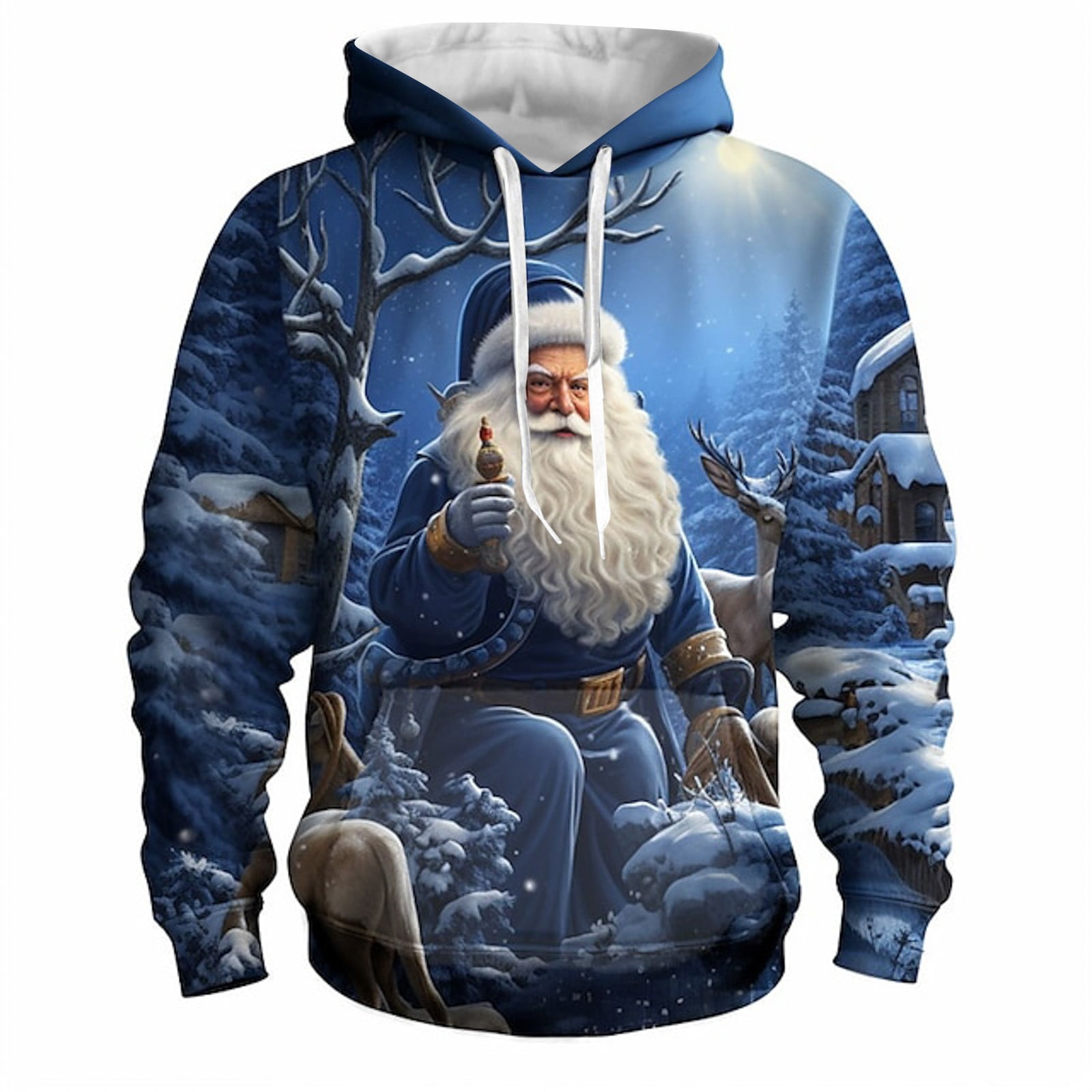 PIOMLL Mens Hoodies Casual Trend Christmas Print Pullover Hoodie Dark ...