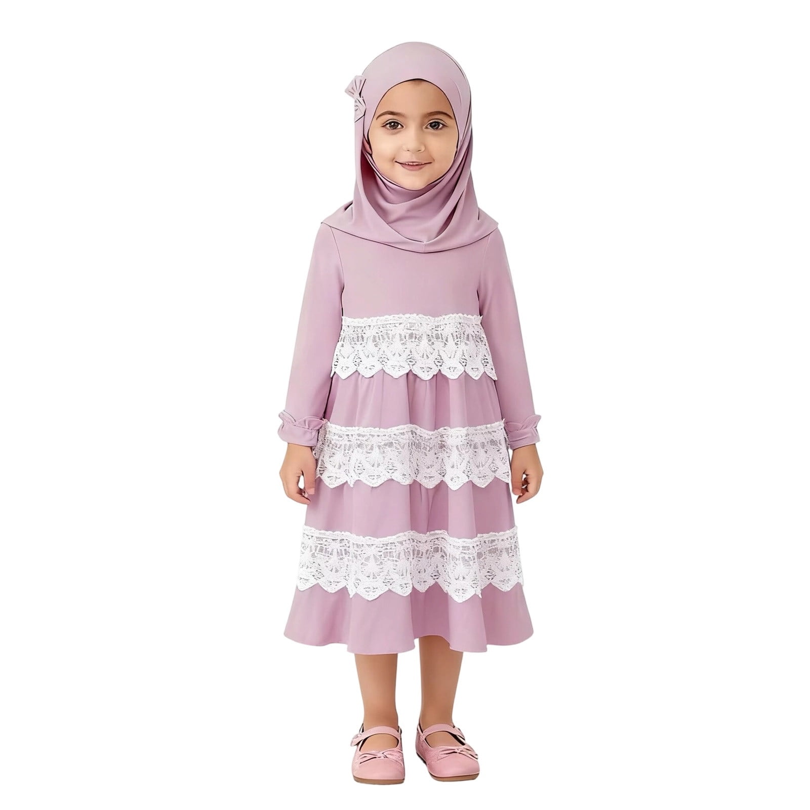 PIOMLL Outfits Set for Girls Muslim Abaya Hijab Robe Burka Maxi Little ...