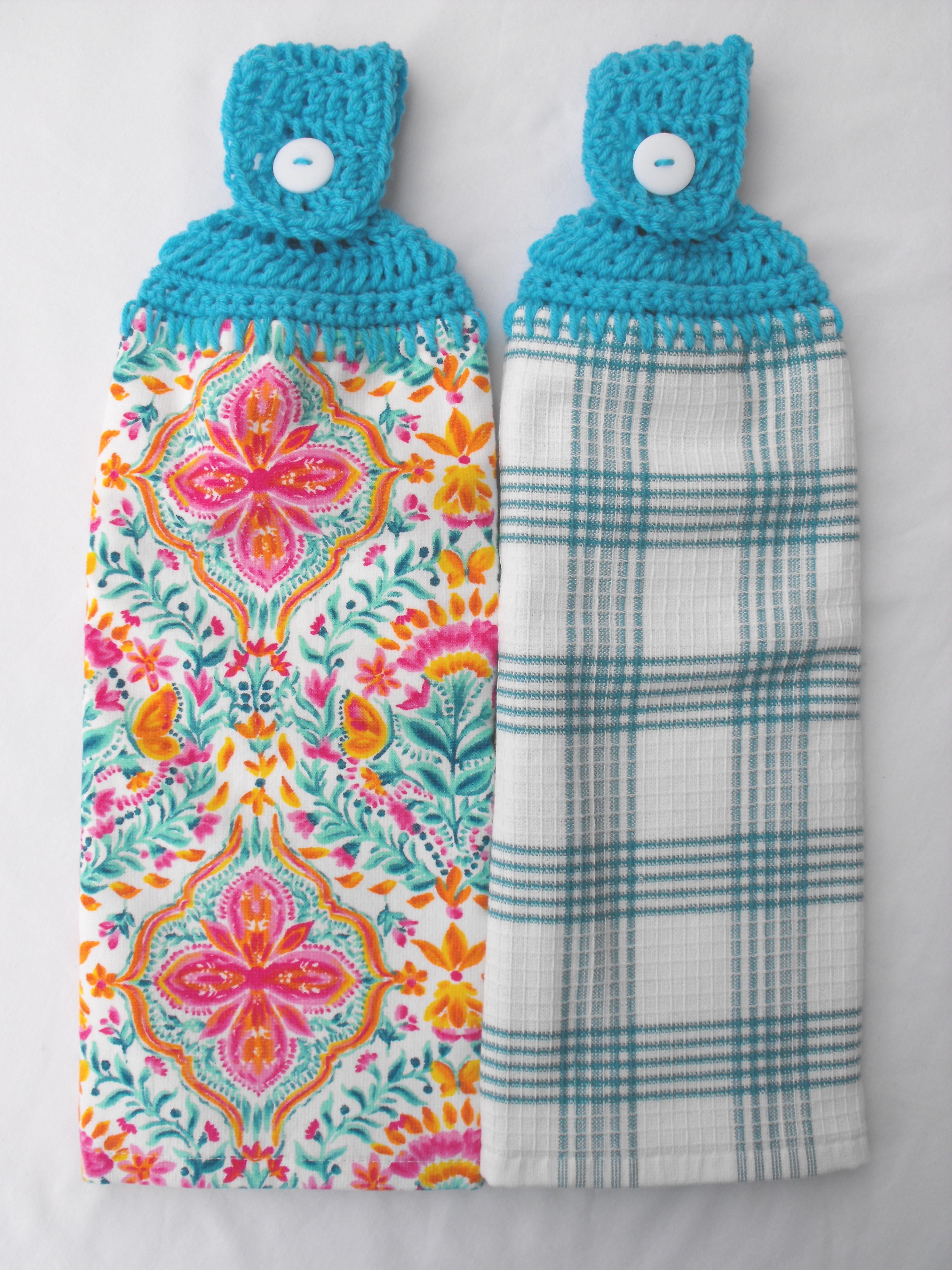 PIONEER FOLK GEO - 2 DOUBLE/FULL HANDMADE CROCHET TOP HANGING KITCHEN ...