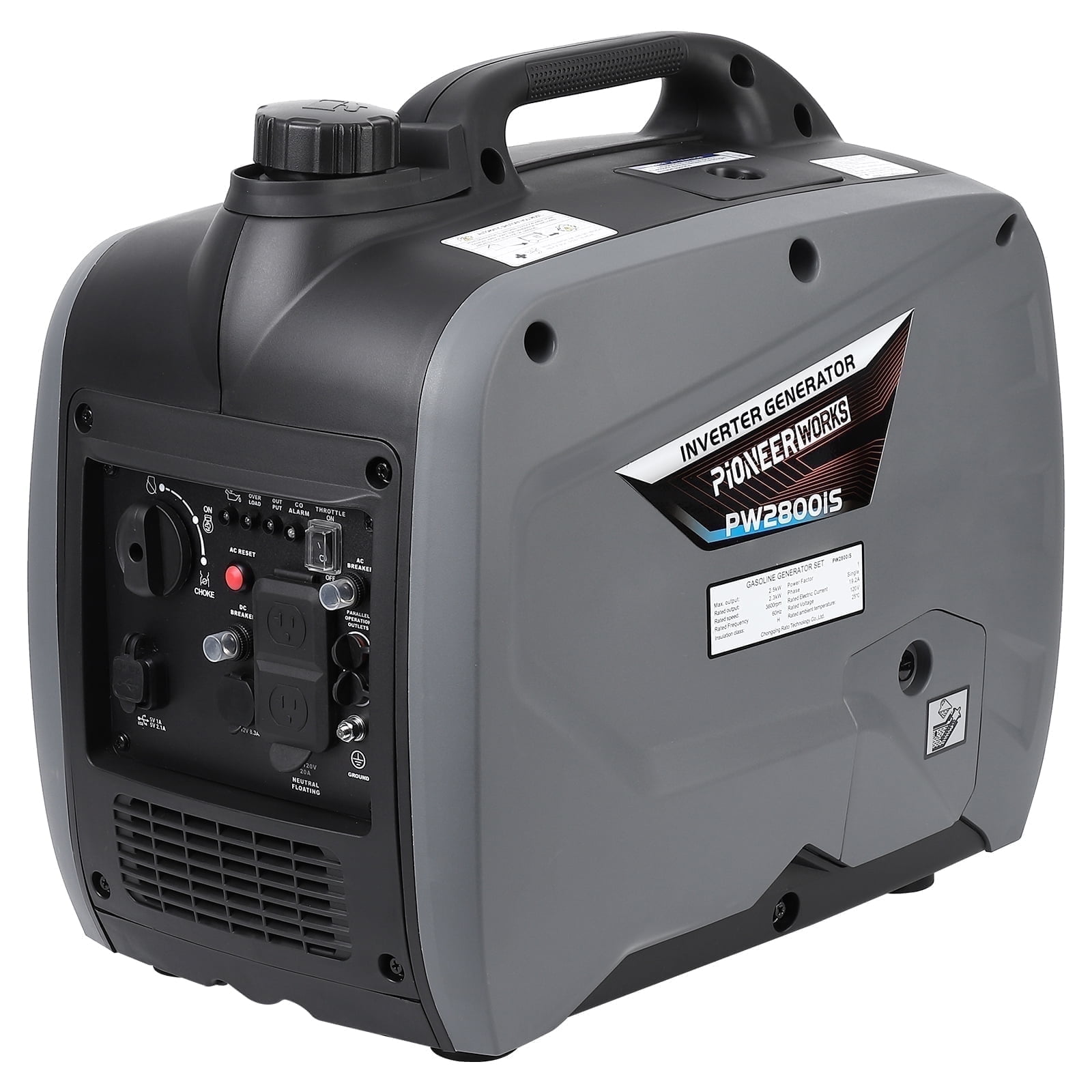 PIONEERWORKS Outdoor Inverter Generator, 2500W Portable Inverter ...