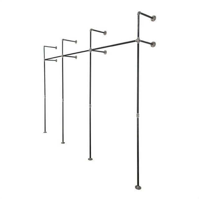 PIPE DECOR 115" Black Steel Wall- and Floor-Mounted Modular Pipe ...