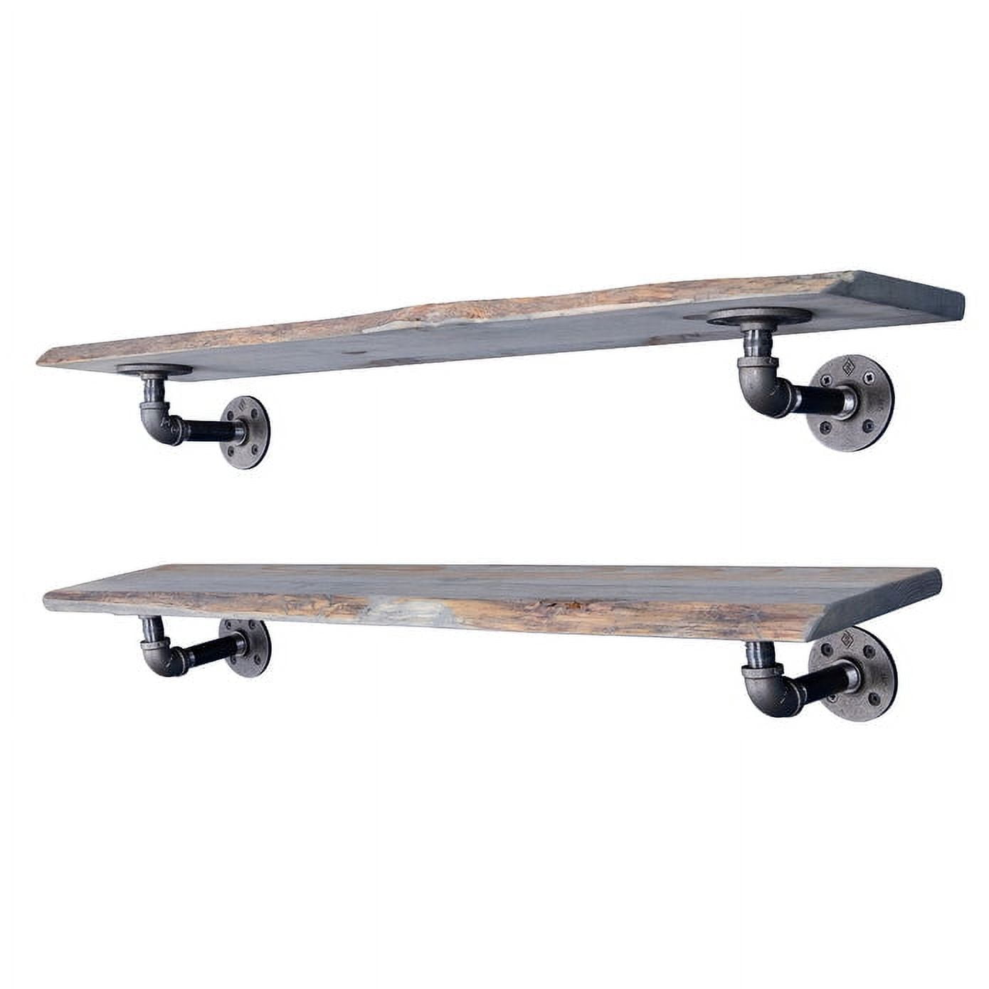 PIPE DECOR Live Edge Wood Shelves with L Shaped Pipe Brackets ...