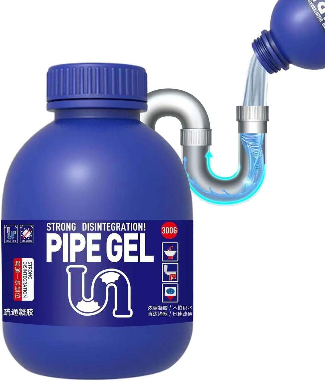 PIPE GEL Professional Drain Cleaner for Kitchen Sink, Strong Drain ...