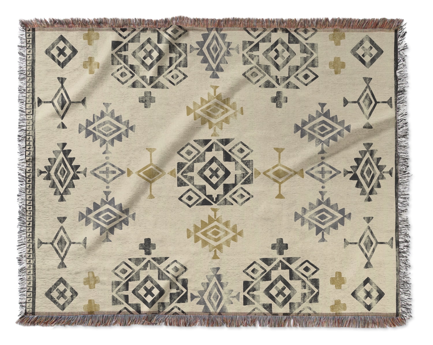 PIPER CHARCOAL Woven Throw Blanket with Fringe By Kavka Designs ...