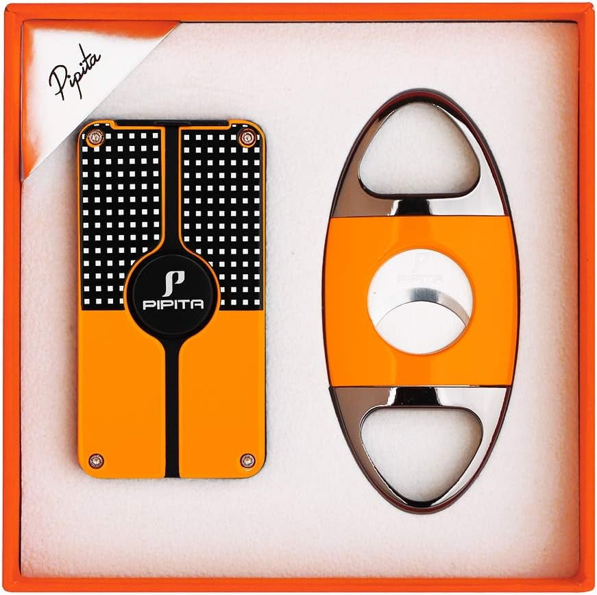 PIPITA Cigar Lighter and Cigar Cutter Set (2pcs/Set), Jet 3 Flame Cigar ...