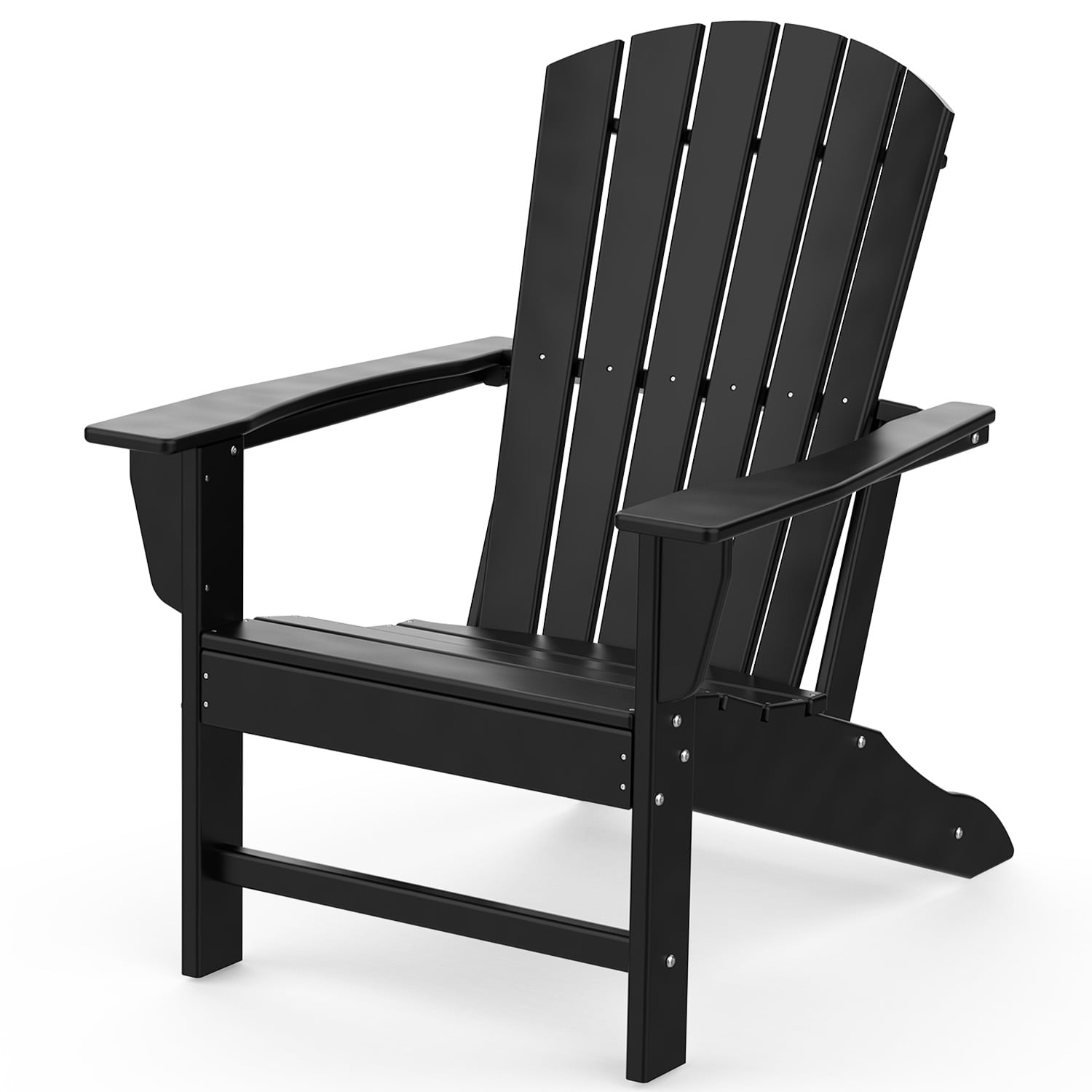 PIPOPA Outdoor Adirondack Chair, HDPE All Weather Patio Chair for Deck Backyard Garden, Black ...