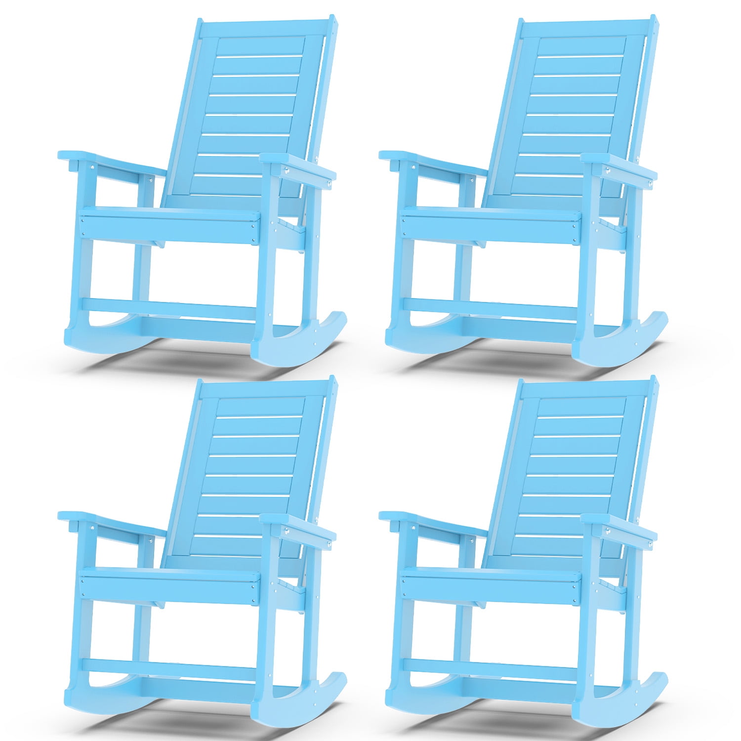 PIPOPA Outdoor Rocking Chair Set of 4,HDPE Oversized Rocking Chair ...