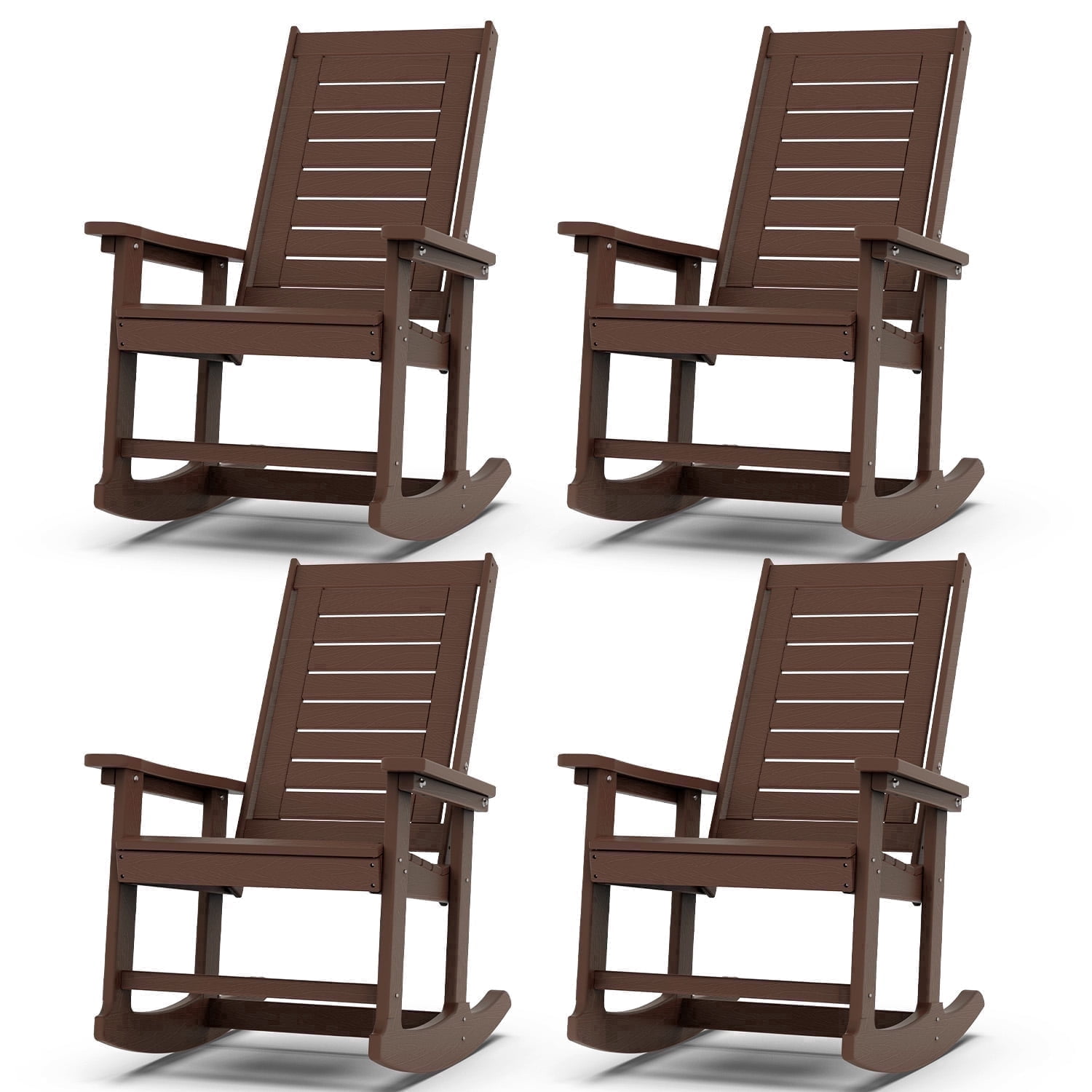 FODINGHILL Outdoor Rocking Chair Set of 4,HDPE Oversized Rocking Chair ...