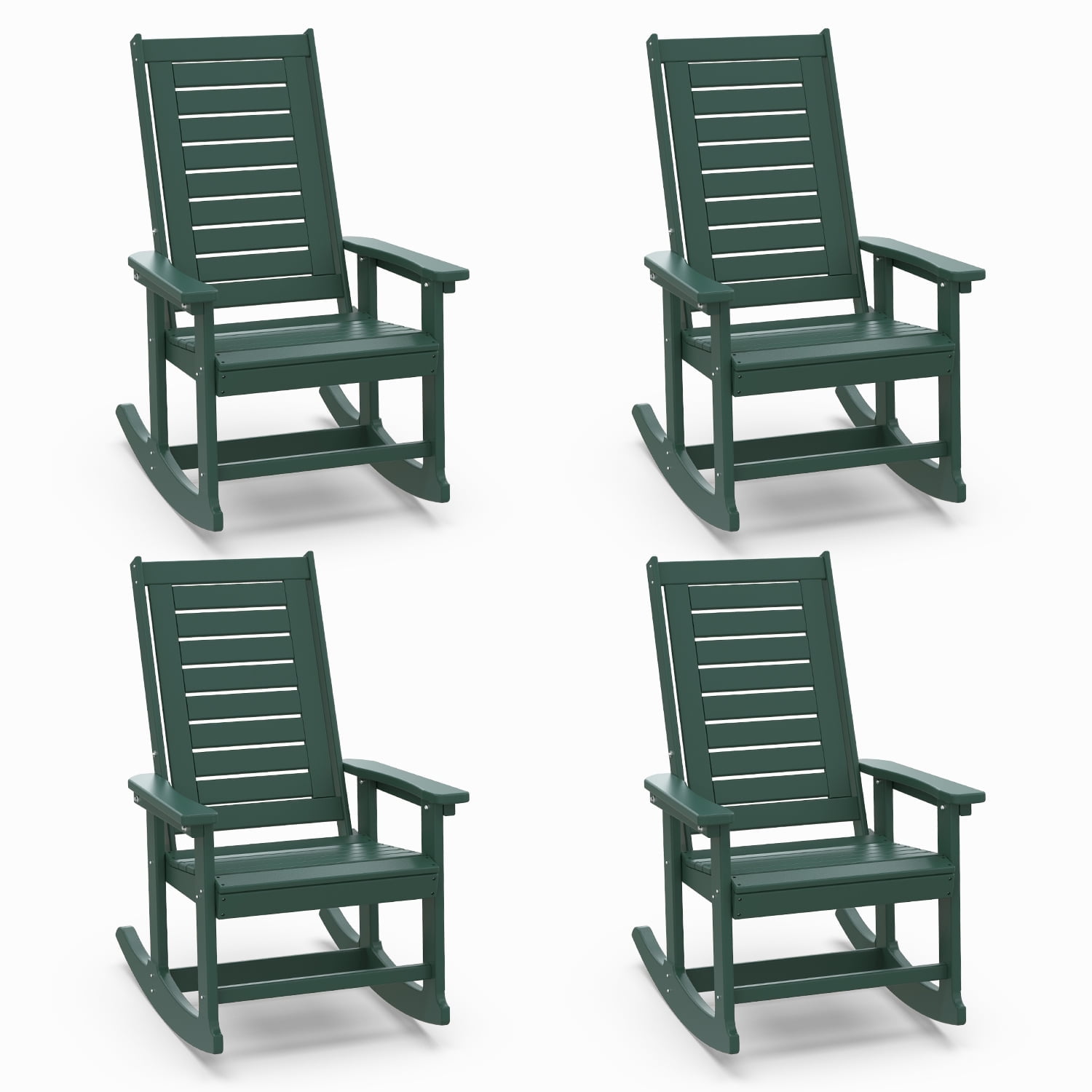 PIPOPA Outdoor Rocking Chair, HDPE All Weather Adirondack Oversized ...