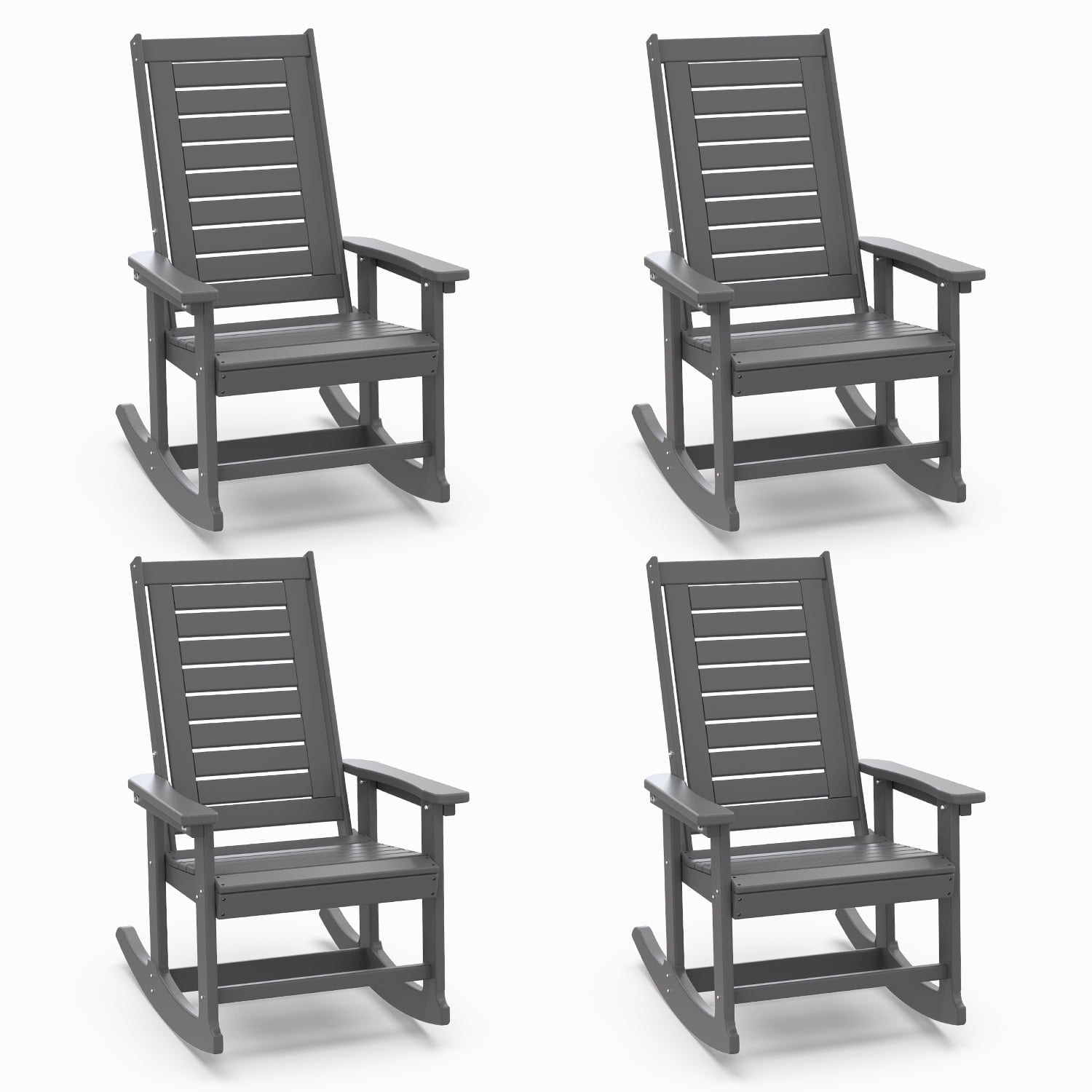 PIPOPA Outdoor Rocking Chair, HDPE All Weather Adirondack Oversized ...