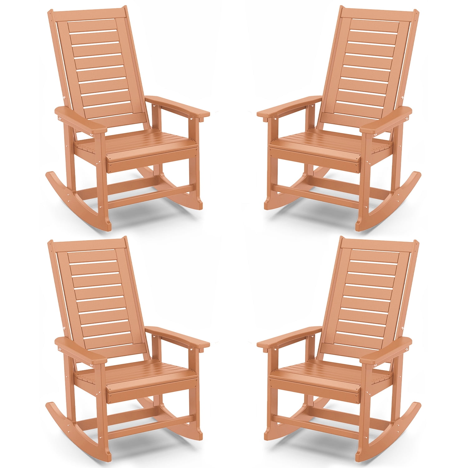 PIPOPA Outdoor Rocking Chair, HDPE All Weather Adirondack Oversized ...