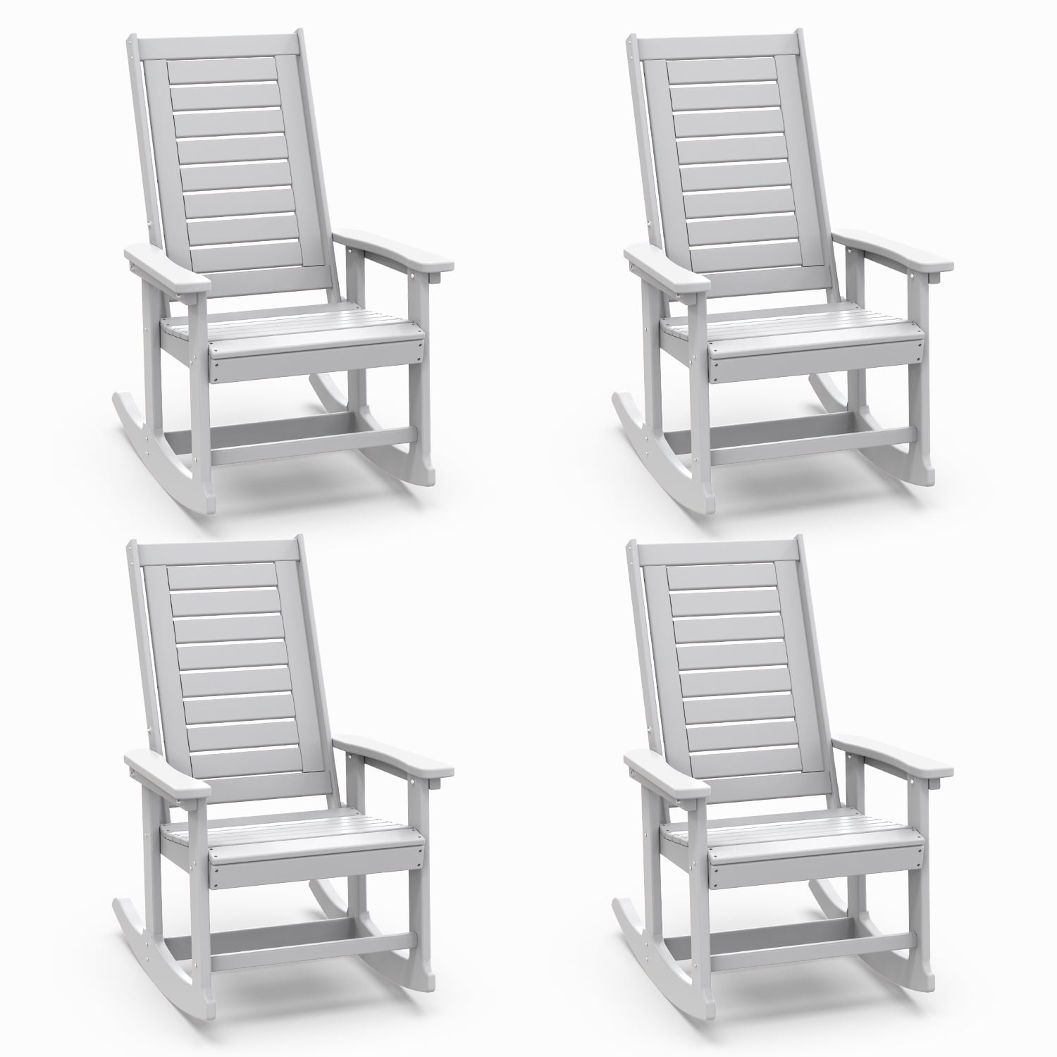 PIPOPA Outdoor Rocking Chair, HDPE All Weather Adirondack Oversized ...