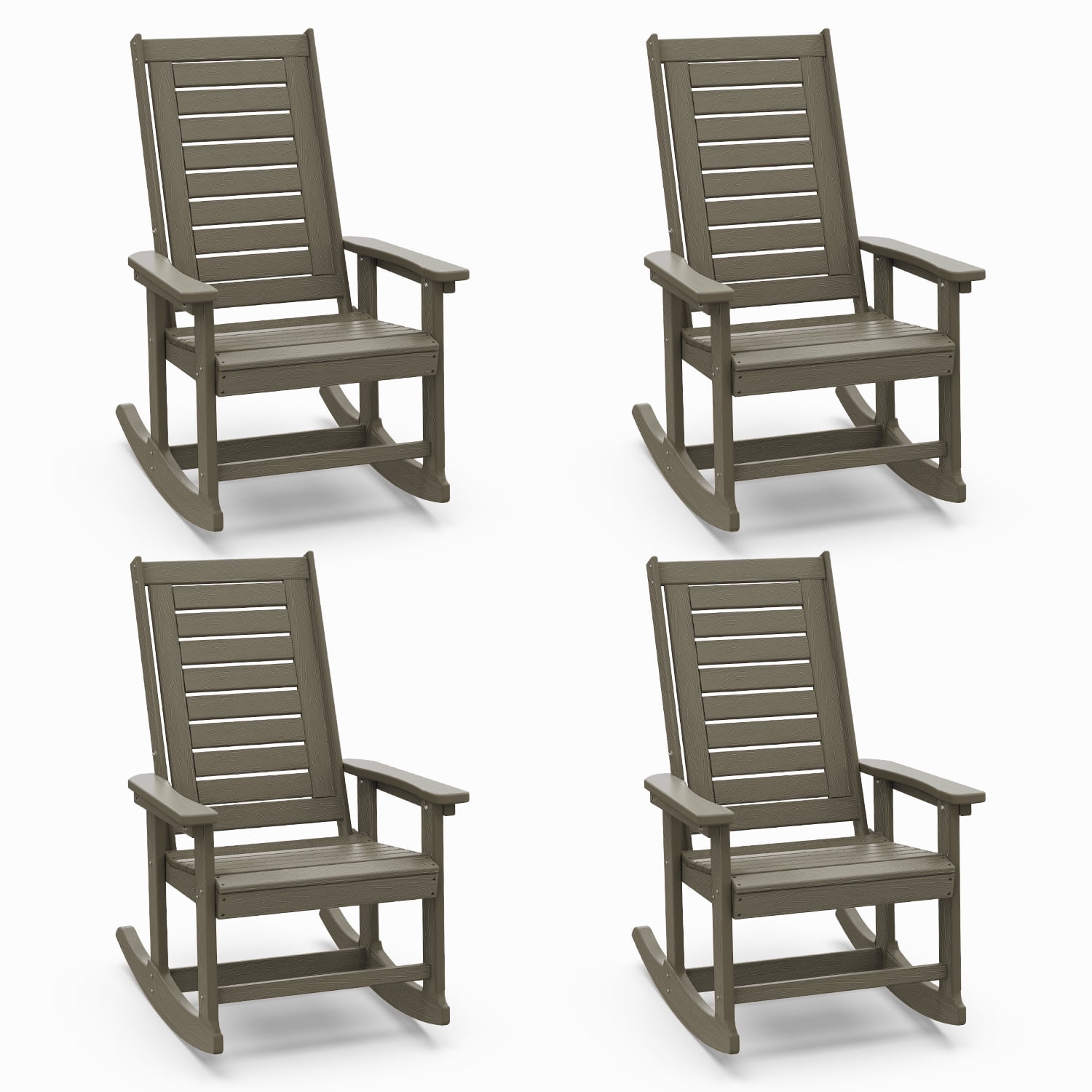 PIPOPA Outdoor Rocking Chair, HDPE All Weather Adirondack Oversized ...