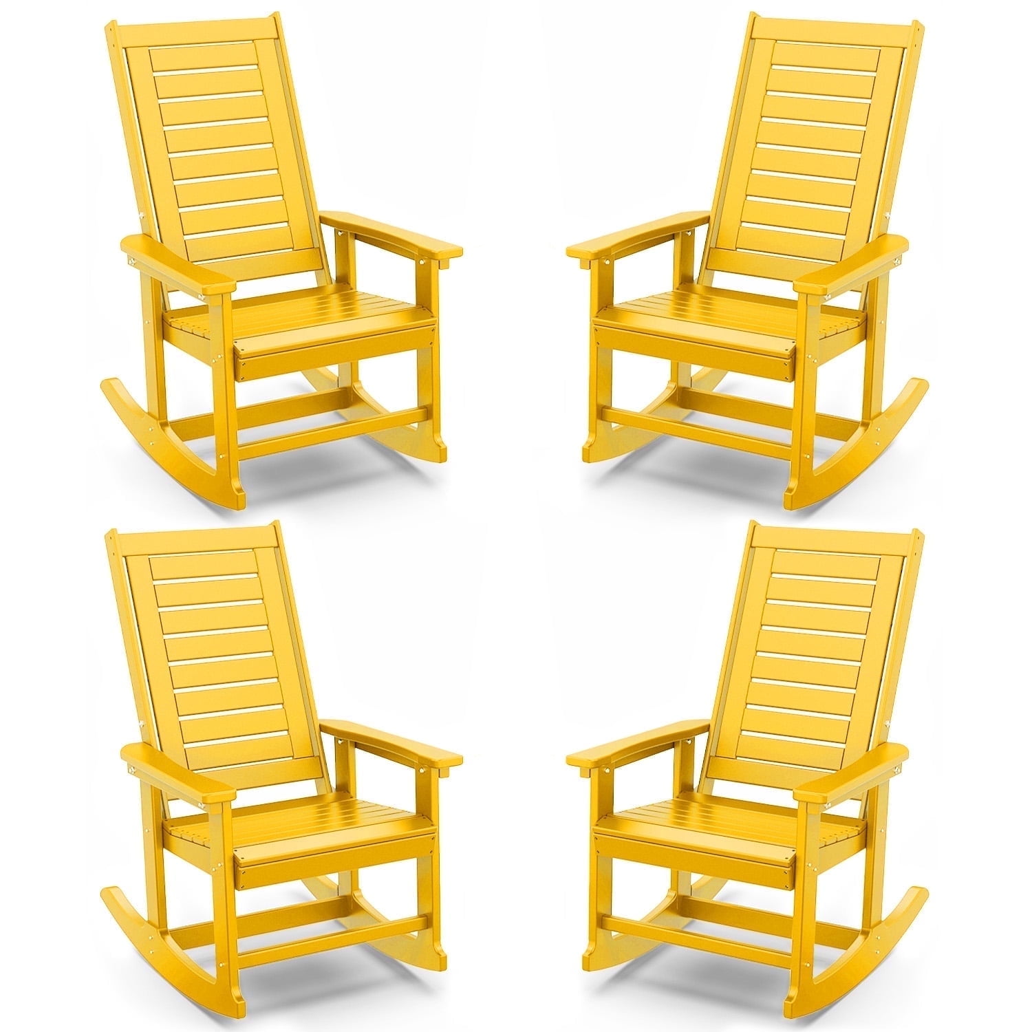 PIPOPA Outdoor Rocking Chair Set of 4,HDPE Oversized Rocking Chair ...