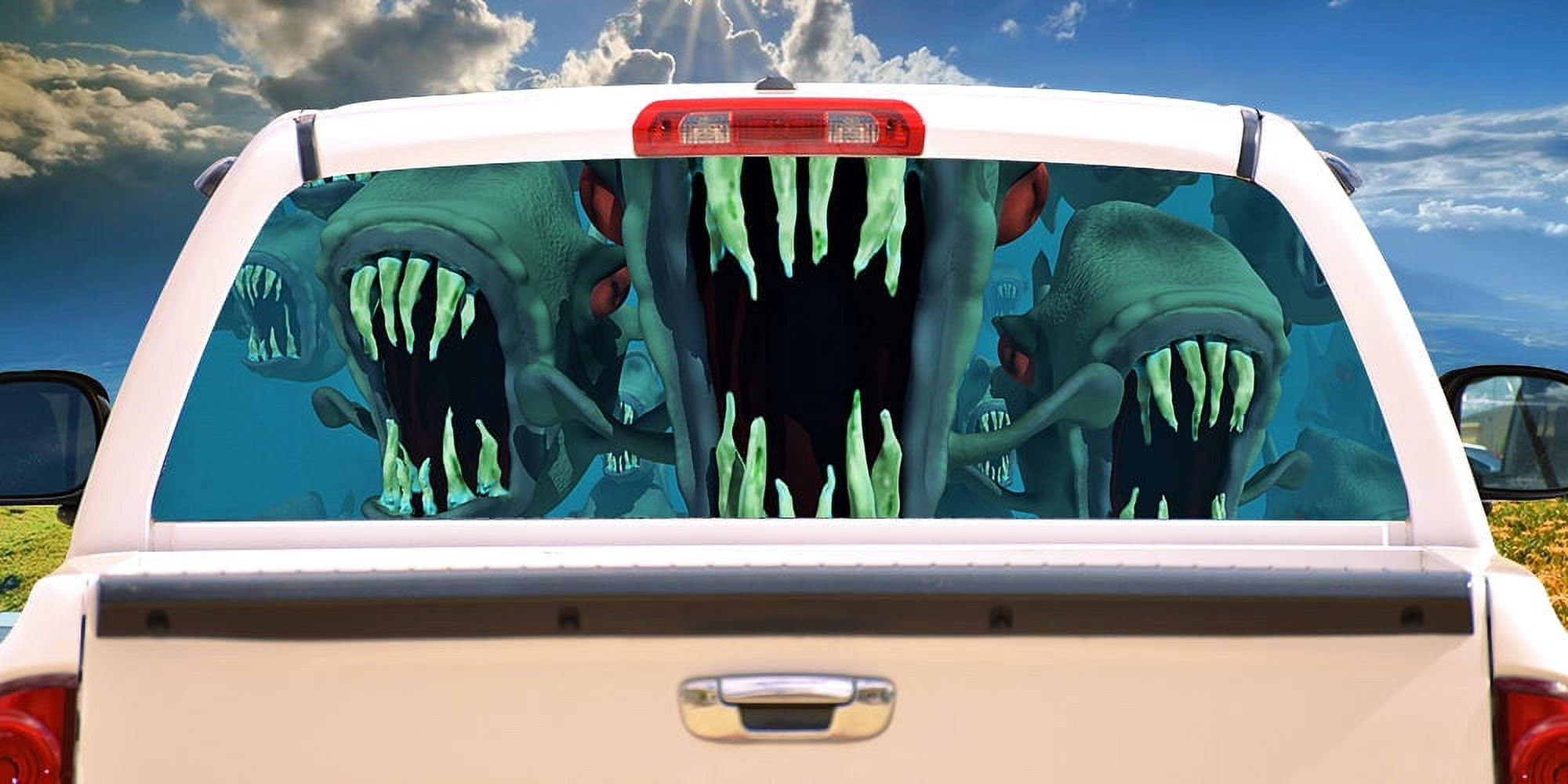 PIRANHAS Rear Window Graphic truck view thru vinyl decal back - Walmart.com