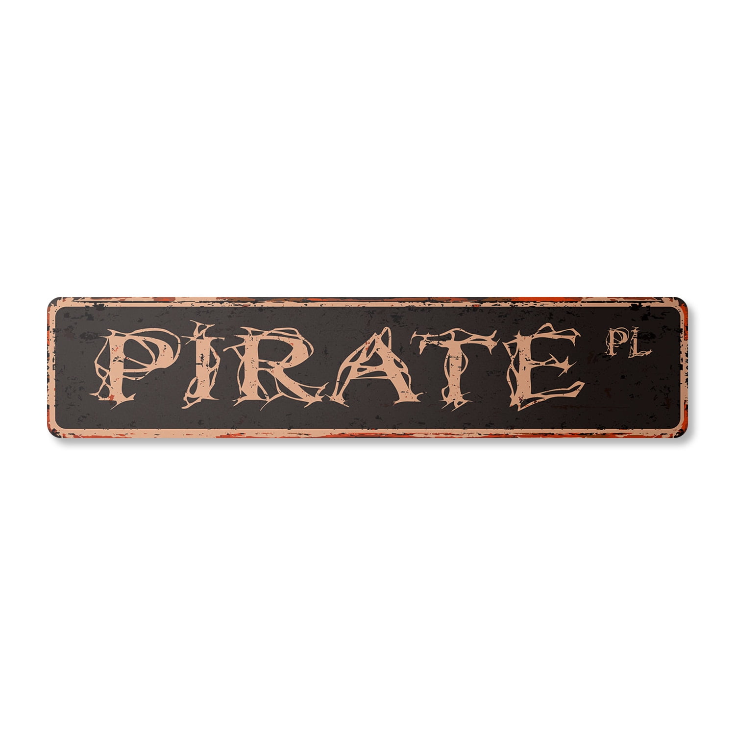 PIRATE Vintage Plastic Street Sign jolly roger skull crossbones ship ...