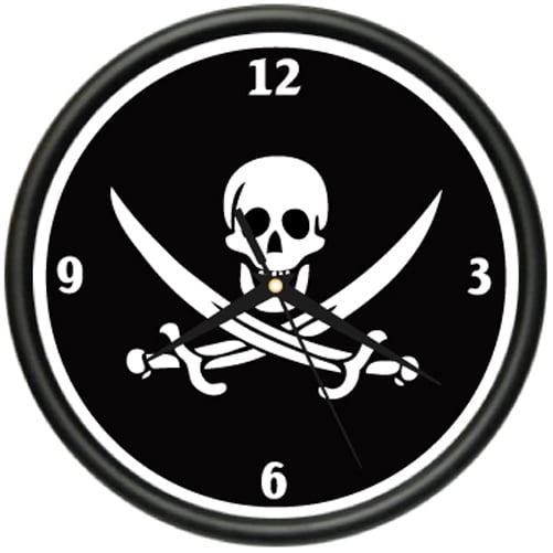 PIRATE Wall Clock jolly roger pirates flag skull art - Walmart.com