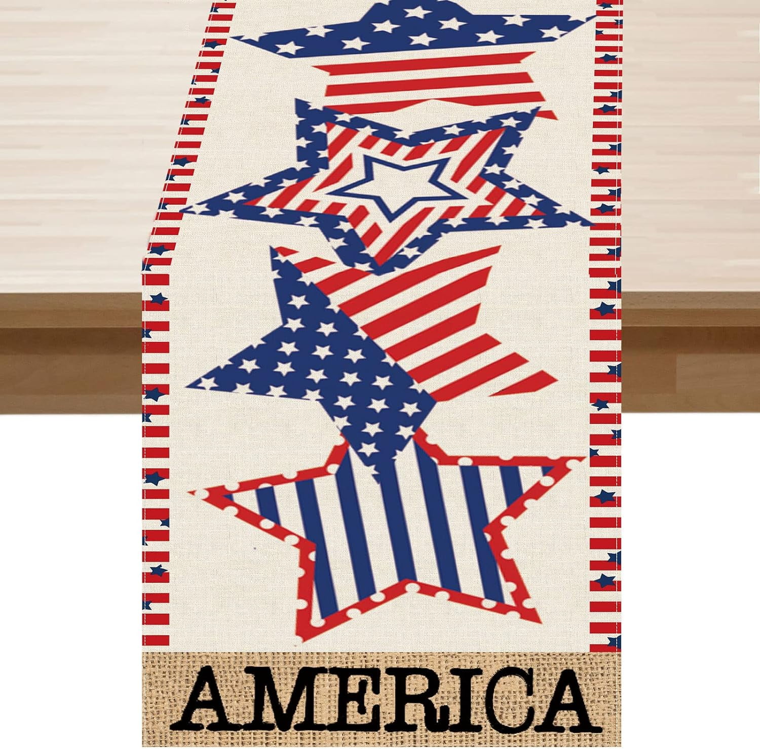 PISONIC 2Pcs 4th of July Table Runners 13x72 Inch, Stars Patriotic ...