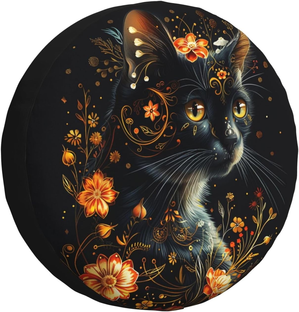 PISONIC Abstract Cat with Floral Spare Tire Cover Weatherproof ...