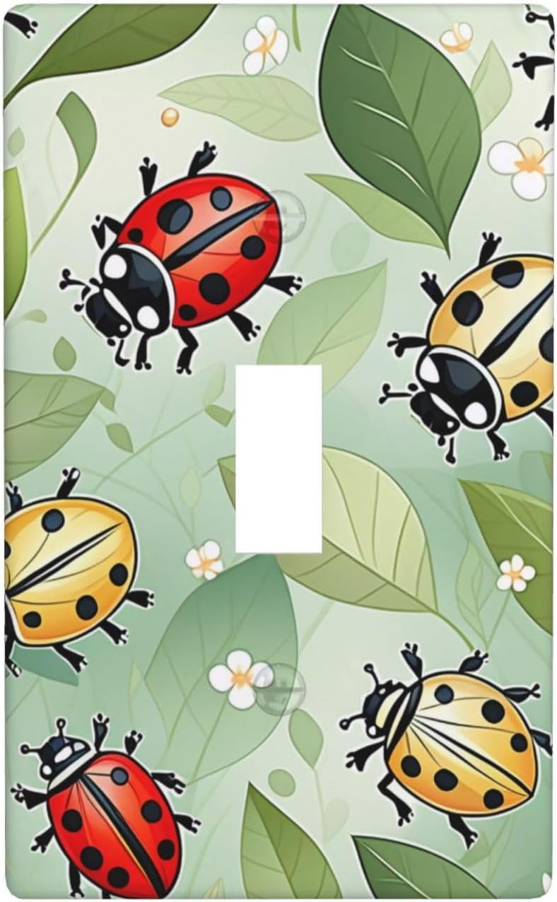 PISONIC Art Ladybug Tracks Print Decorative Wall Plate, 1 Gang Single ...