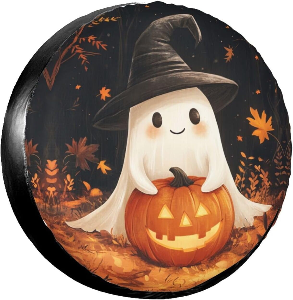 PISONIC Autumn Leaves Ghost Spare Tire Cover Weatherproof Universal ...