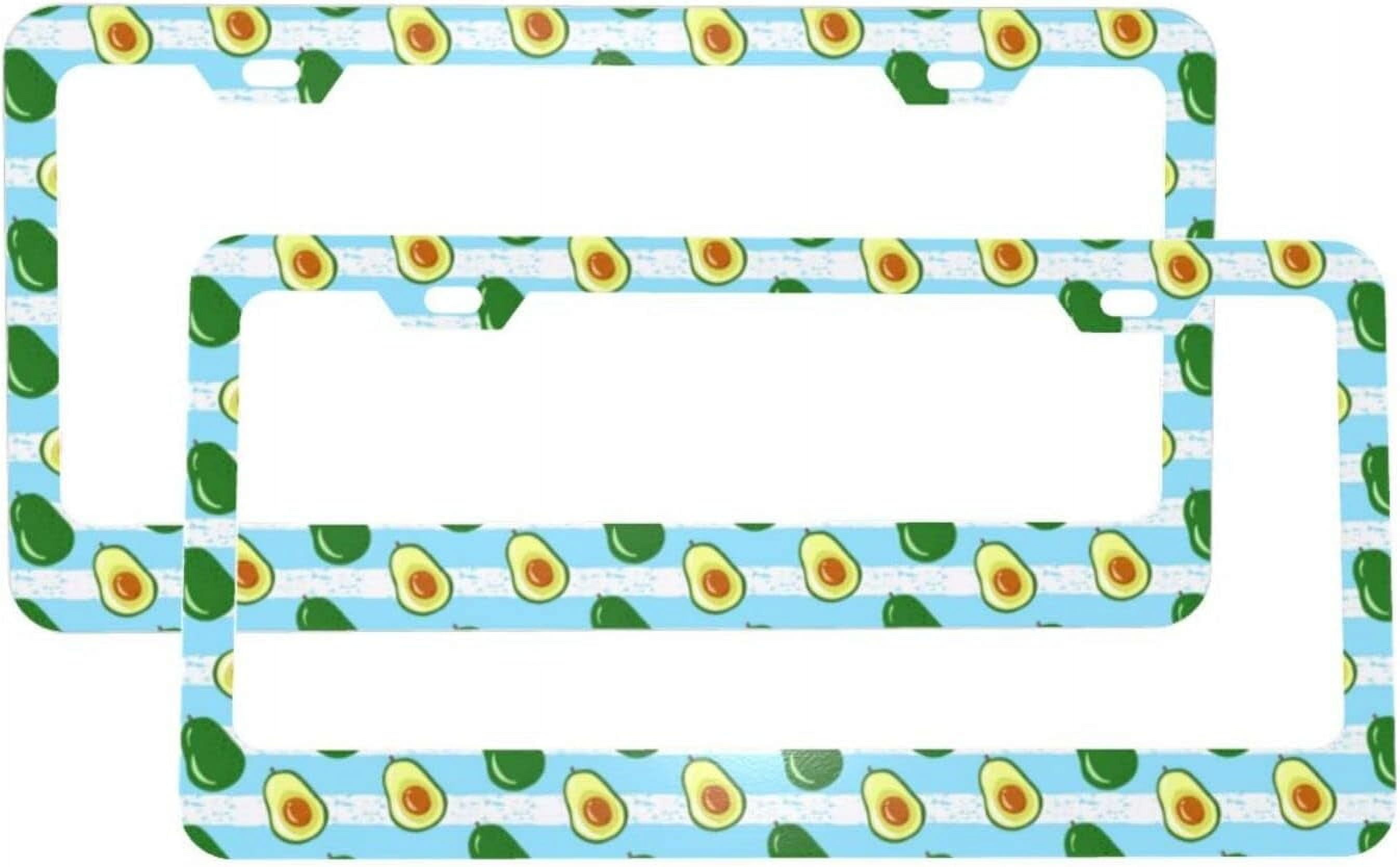 PISONIC Avocado Blue Stripe License Plate Frames, 2 Pack Aluminum ...