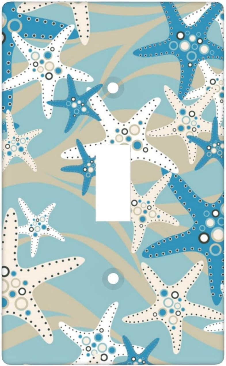 PISONIC Beautiful Starfish Print Decorative Wall Plate, 1 Gang Single ...