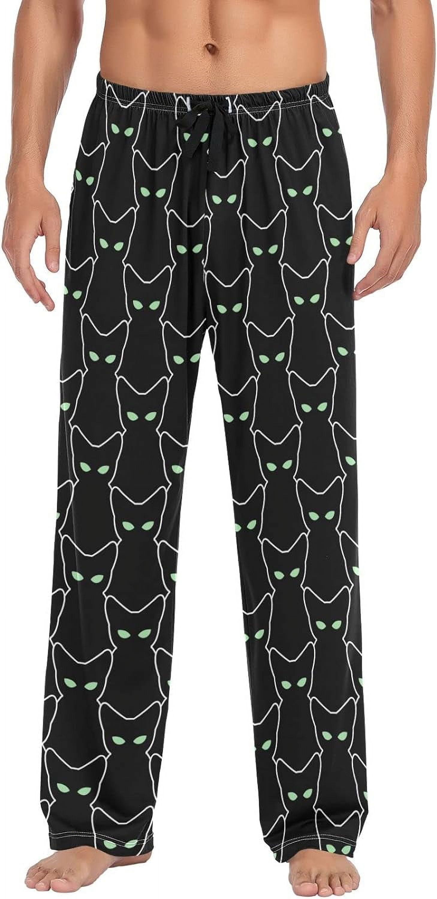 PISONIC Black Cats Mens Pajama Pants Lounge Men's Pajama Bottoms Soft ...