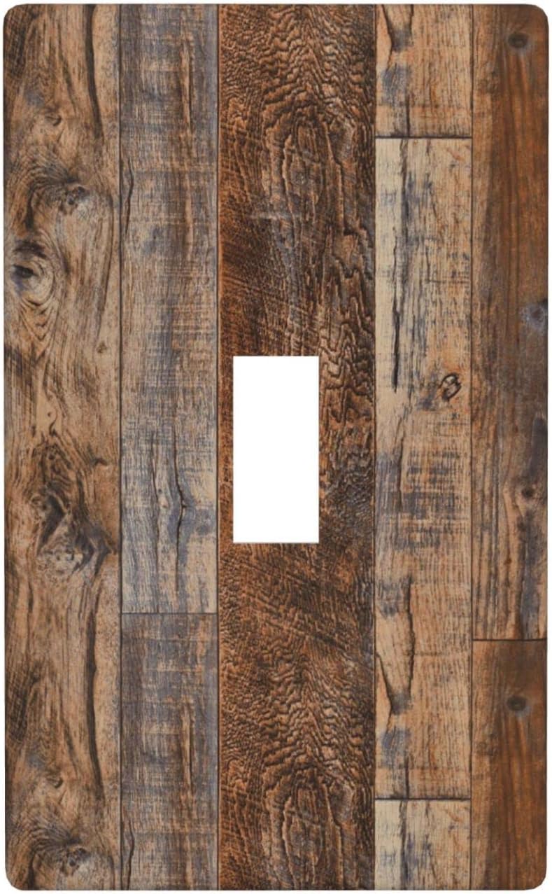 PISONIC Brown Rustic Wood Print Decorative Wall Plate, 1 Gang Single ...