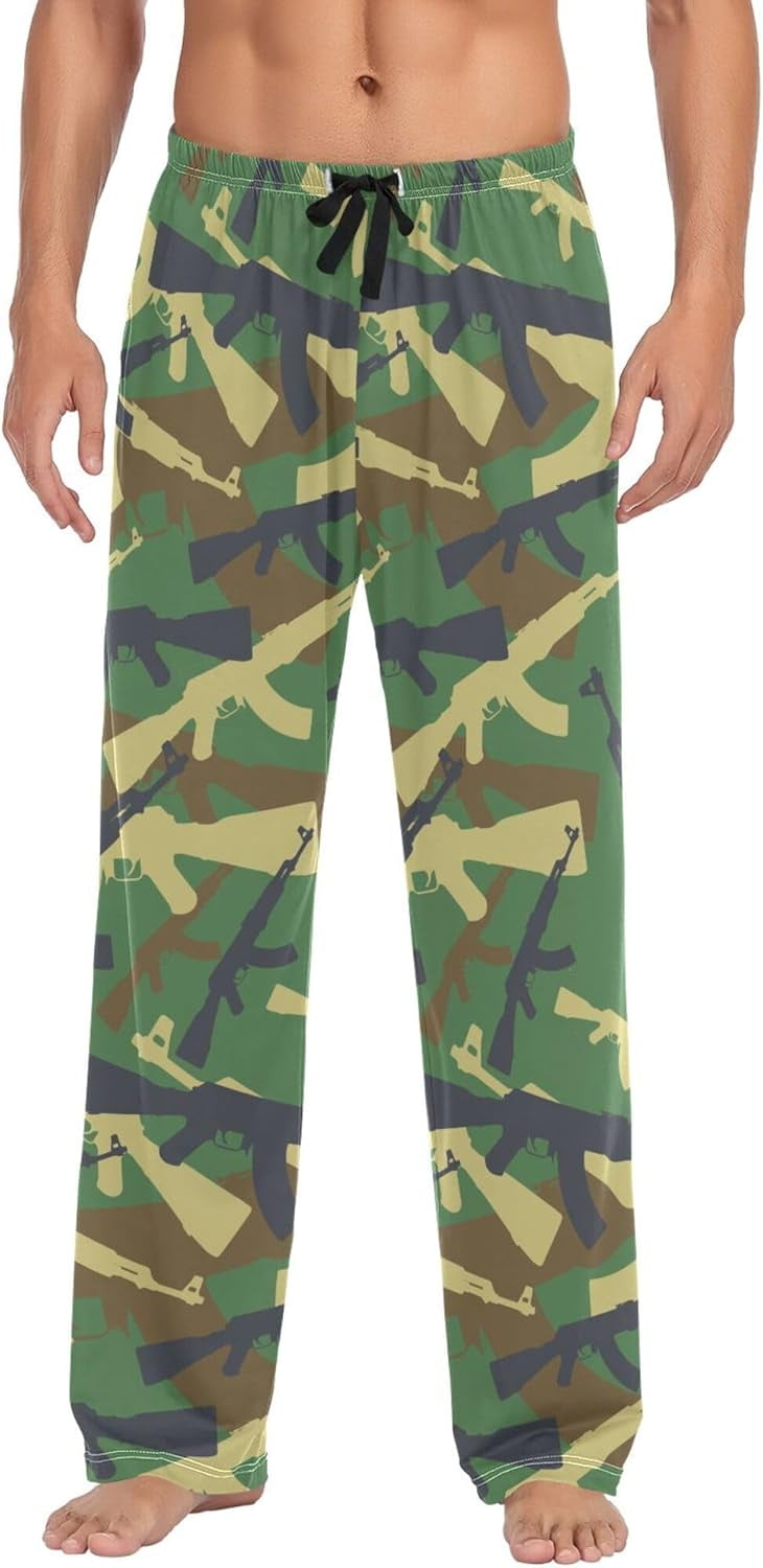PISONIC Camo Weapons Mens Pajama Pants Lounge Men's Pajama Bottoms Soft ...