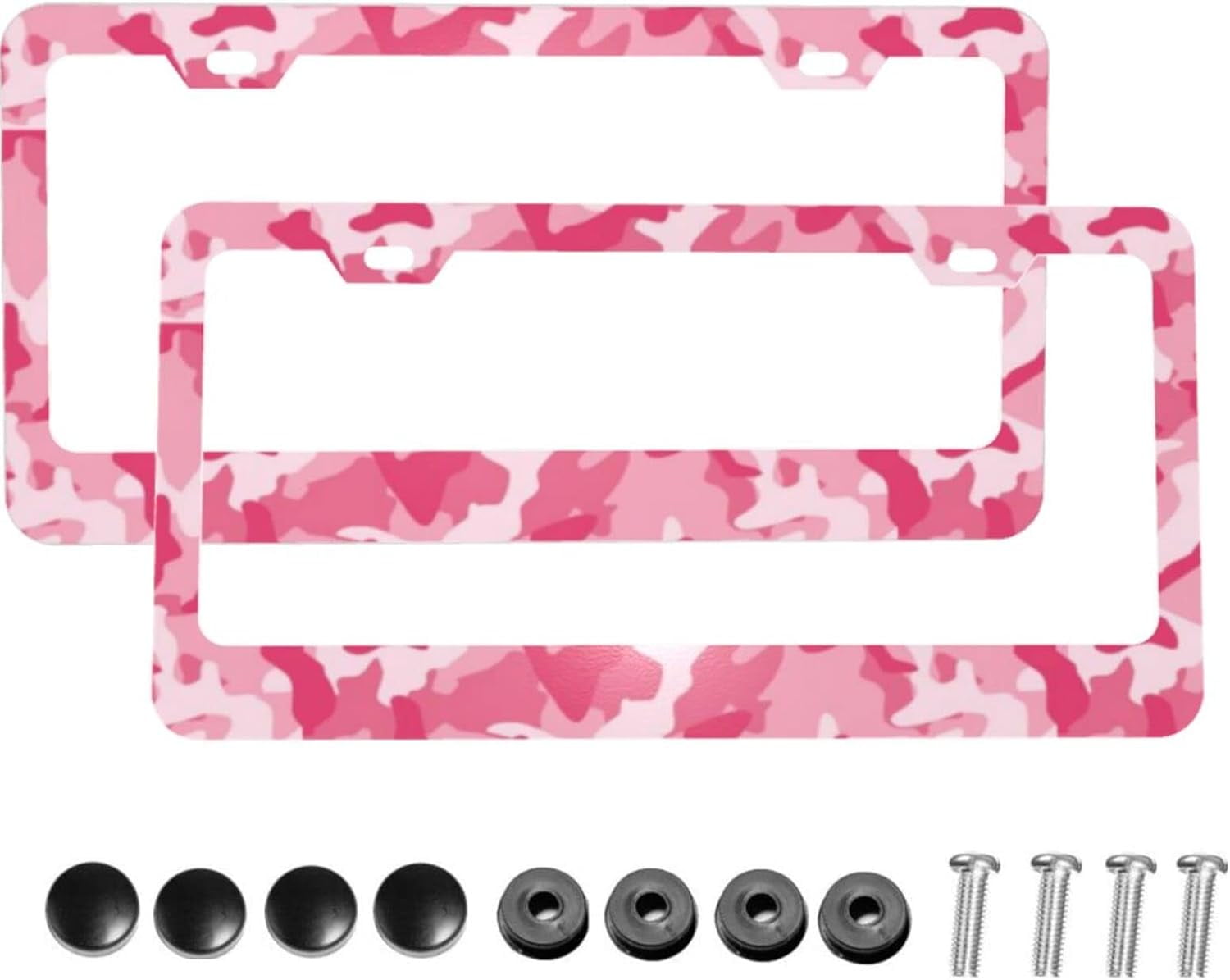 PISONIC Camouflage Pink License Plate Frames, 2 Pack Aluminum License ...