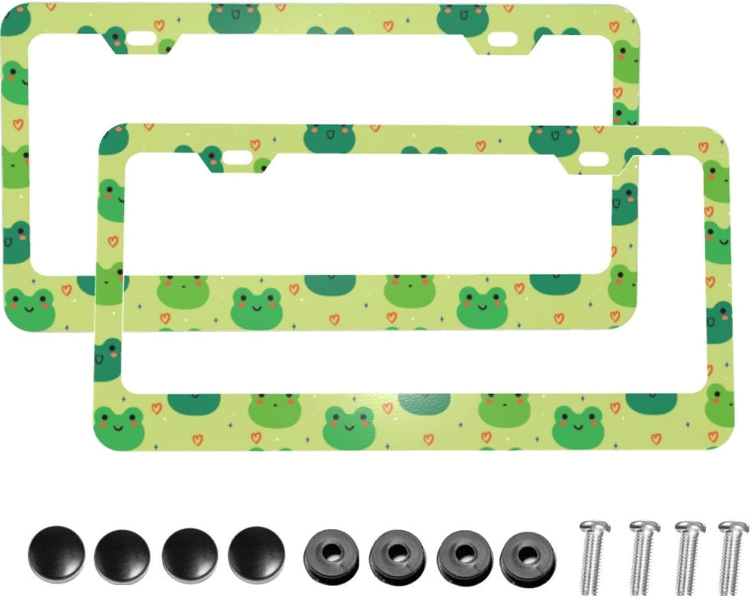 PISONIC Cartoon Frog License Plate Frames, 2 Pack Aluminum License ...