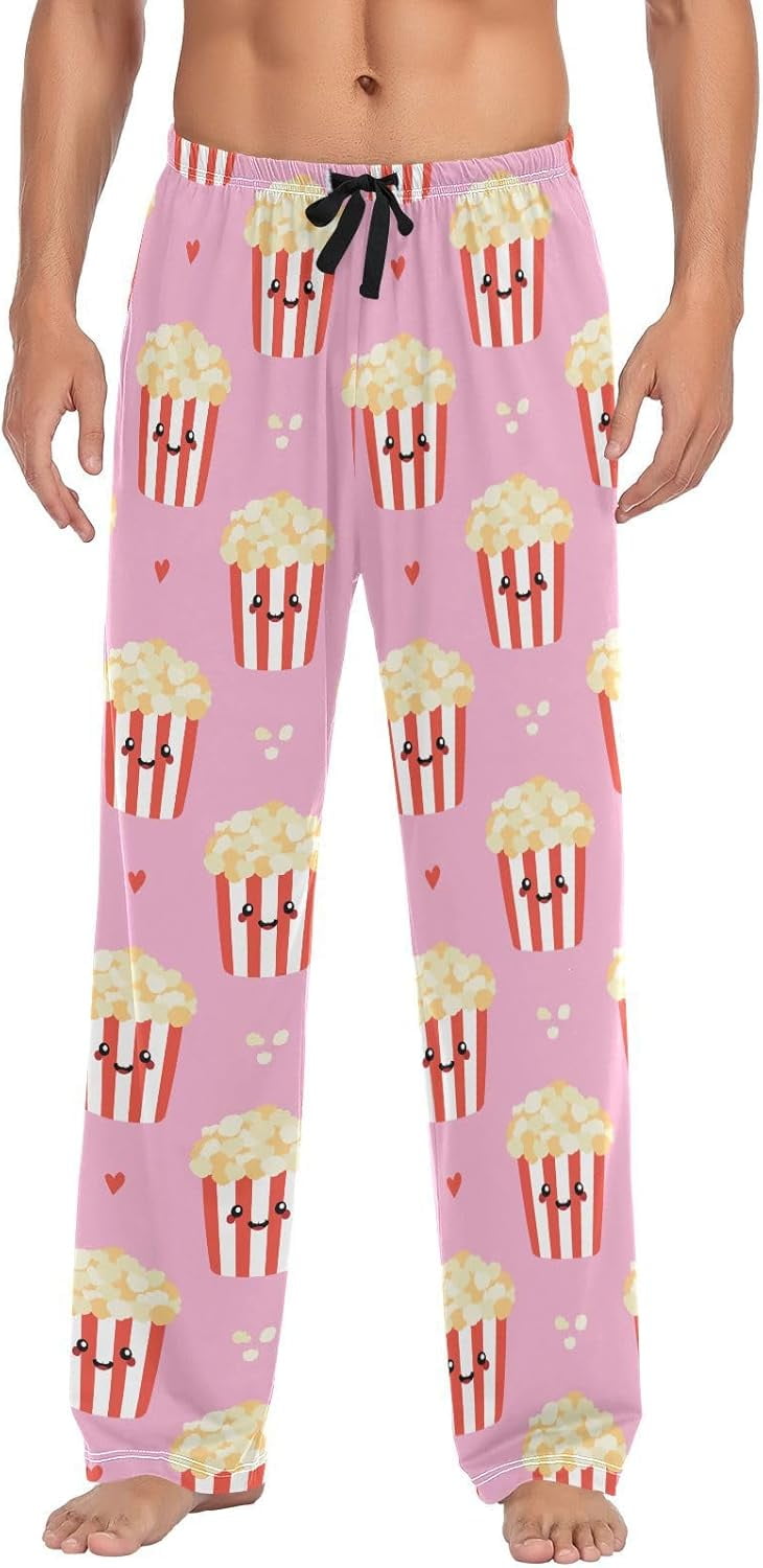 PISONIC Cartoon Popcorn Mens Pajama Pants Lounge Men's Pajama Bottoms ...