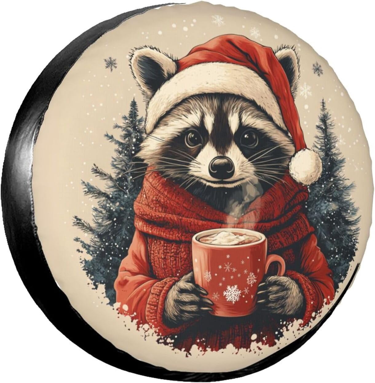 PISONIC Christmas Hat Raccoon Spare Tire Cover Weatherproof Universal ...