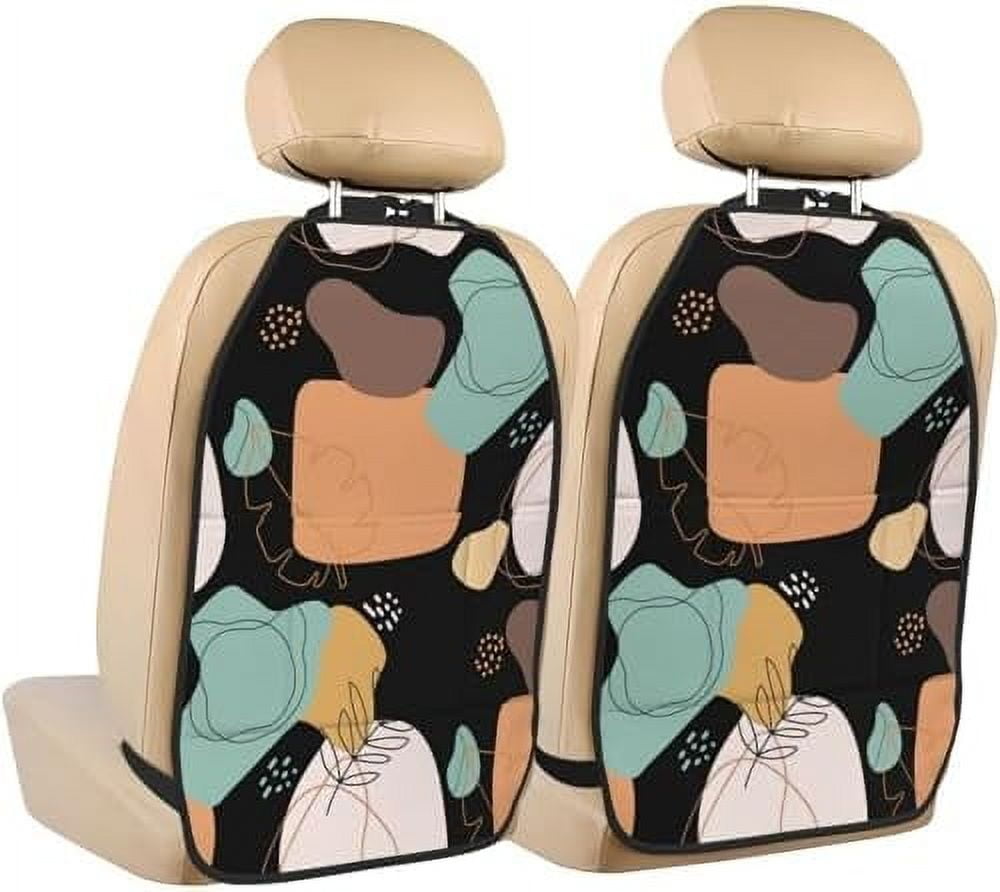 PISONIC Color Block Pattern Car Seat Back Kick Protectors,2 Pack Kick ...