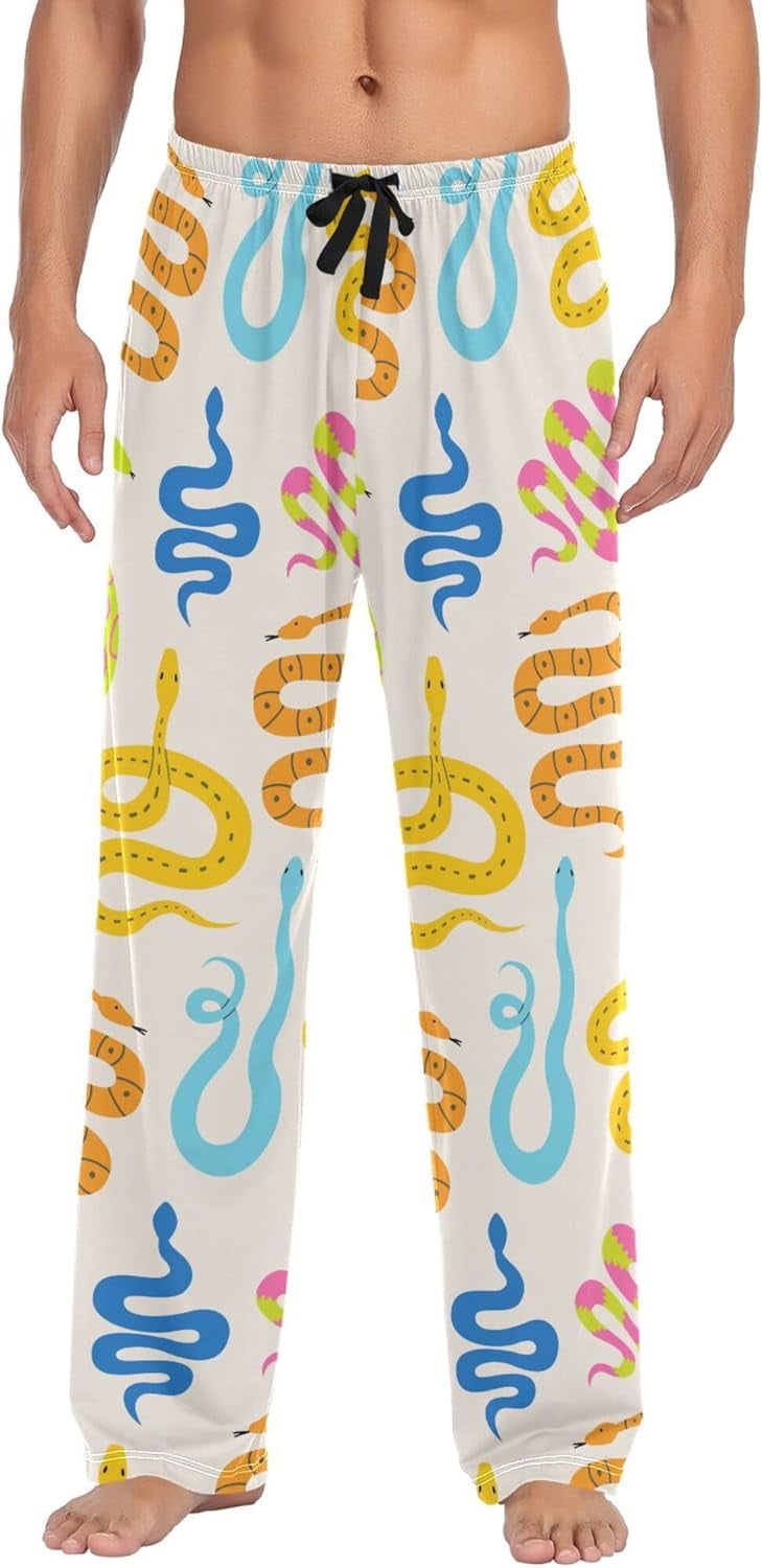 PISONIC Colorful Snakes Mens Pajama Pants Lounge Men's Pajama Bottoms ...