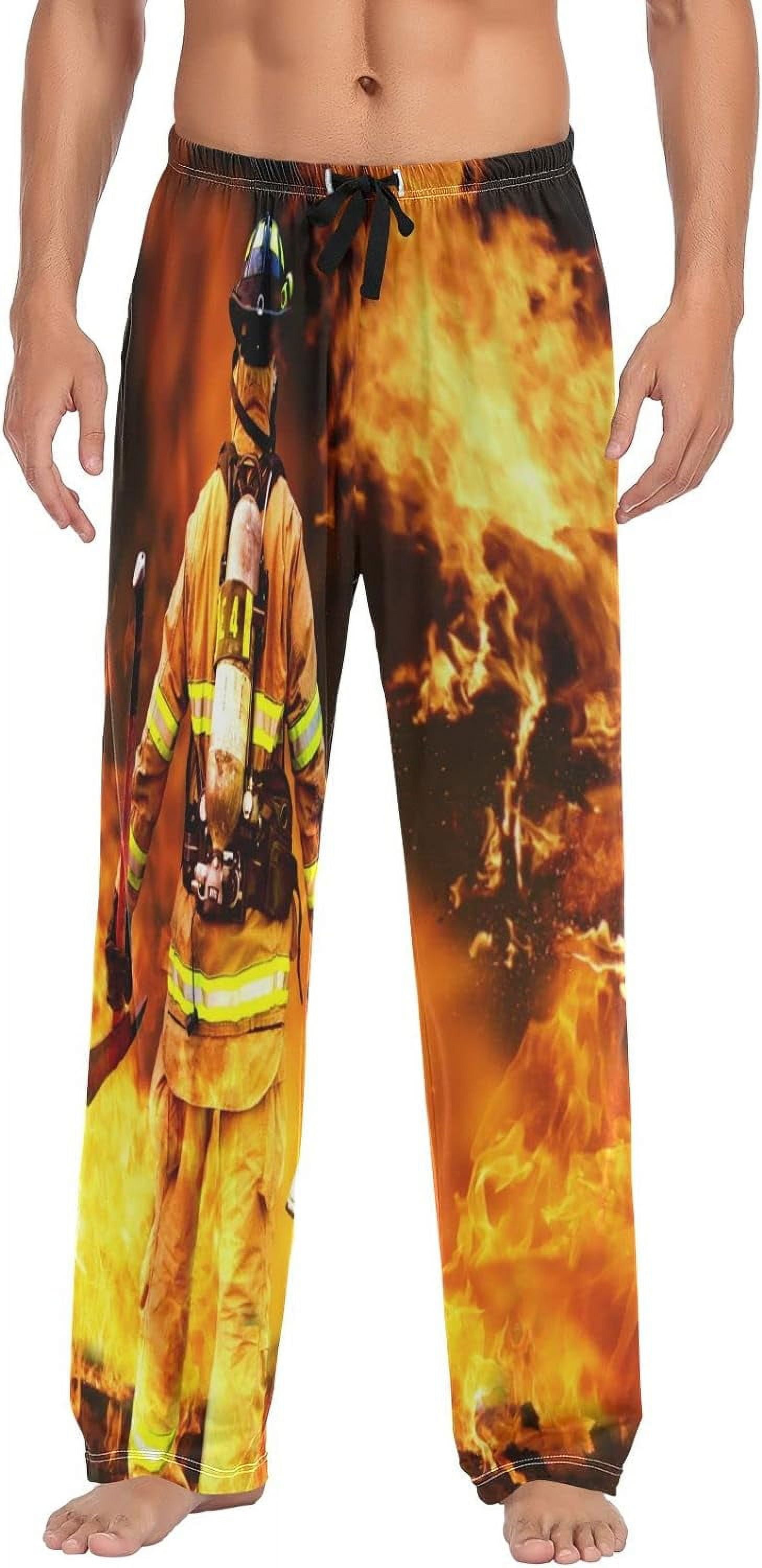 PISONIC Firefighter Mens Pajama Pants Lounge Men's Pajama Bottoms Soft ...