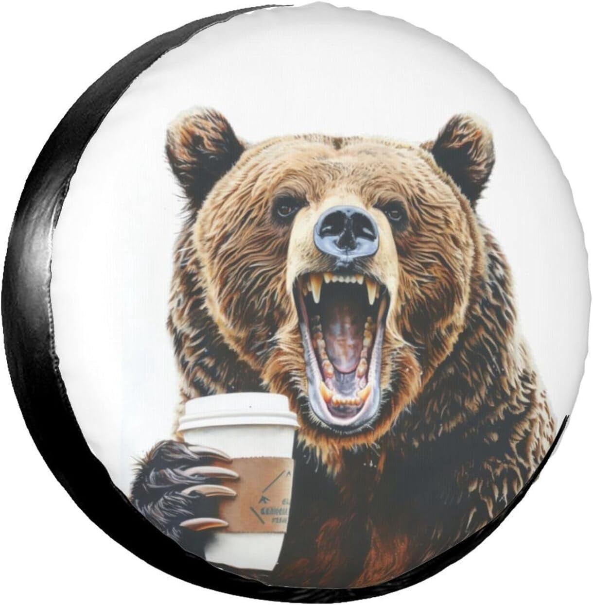 PISONIC Funny Bear Coffee Spare Tire Cover Weatherproof Universal Wheel ...
