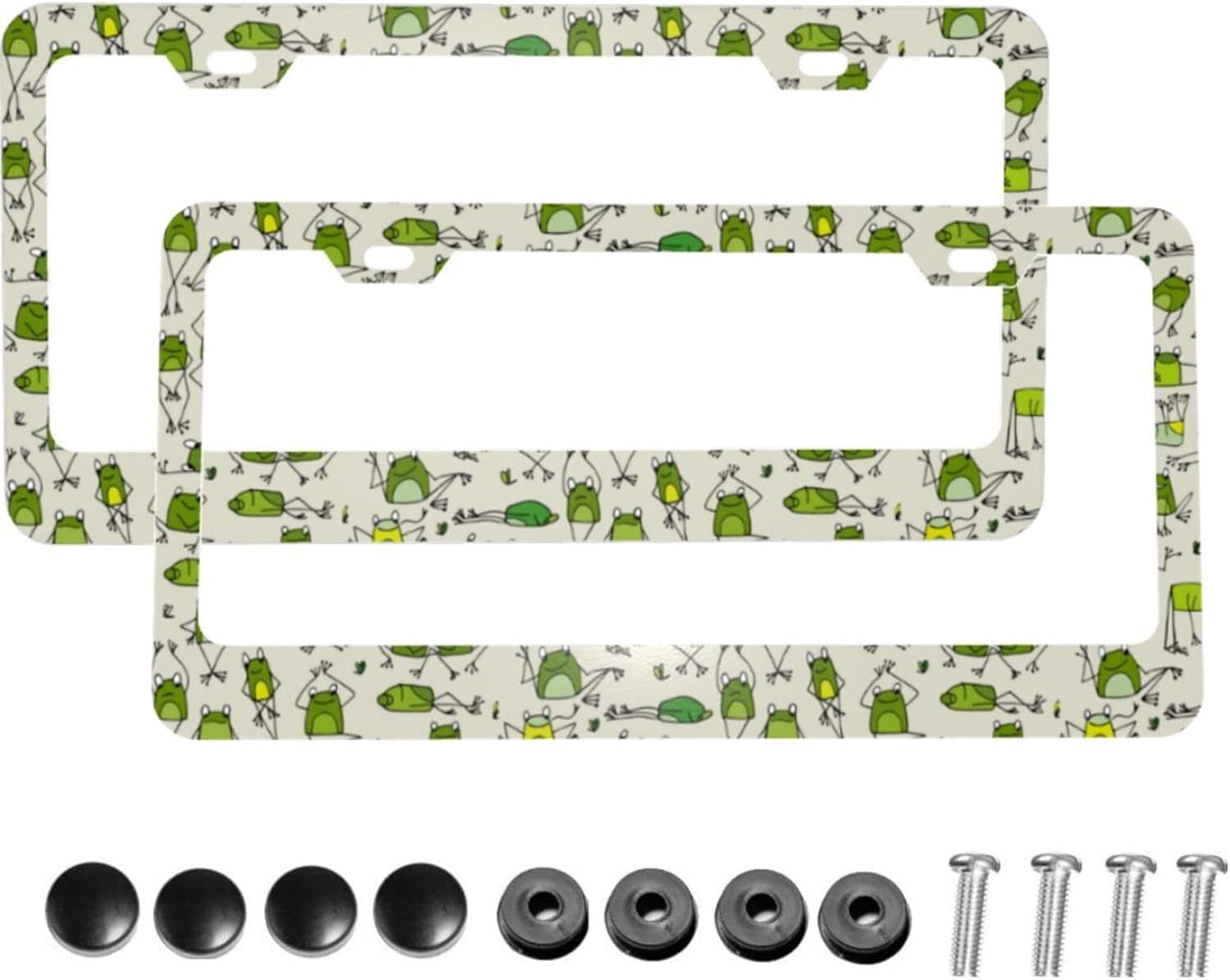 PISONIC Funny Frogs License Plate Frames, 2 Pack Aluminum License Plate ...